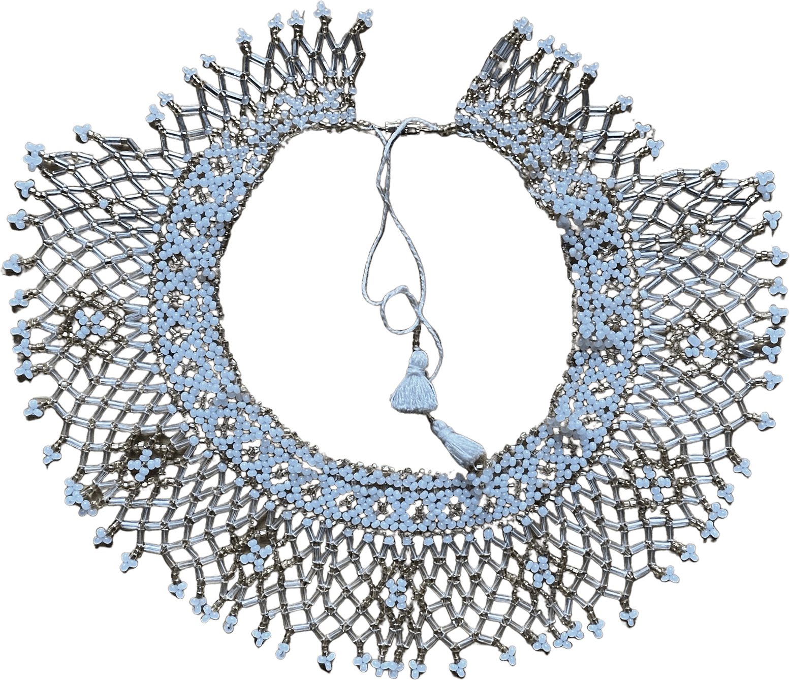 Vintage 80's White and Gold Beadwork Collar Necklace | Shop THRILLING