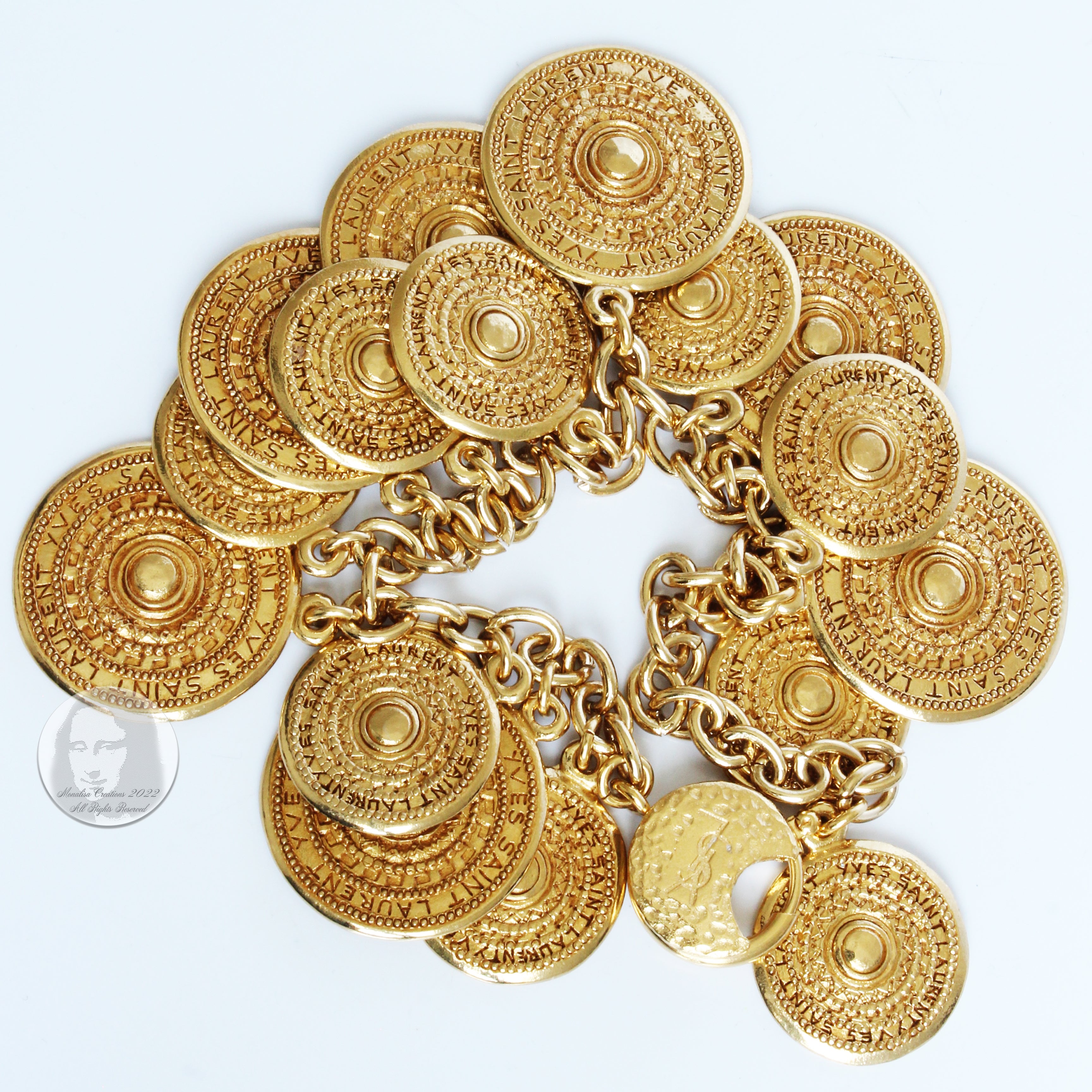 Vintage 80s/90s Bracelet Gypsy Coins Medallions Charms Ysl By Yves ...