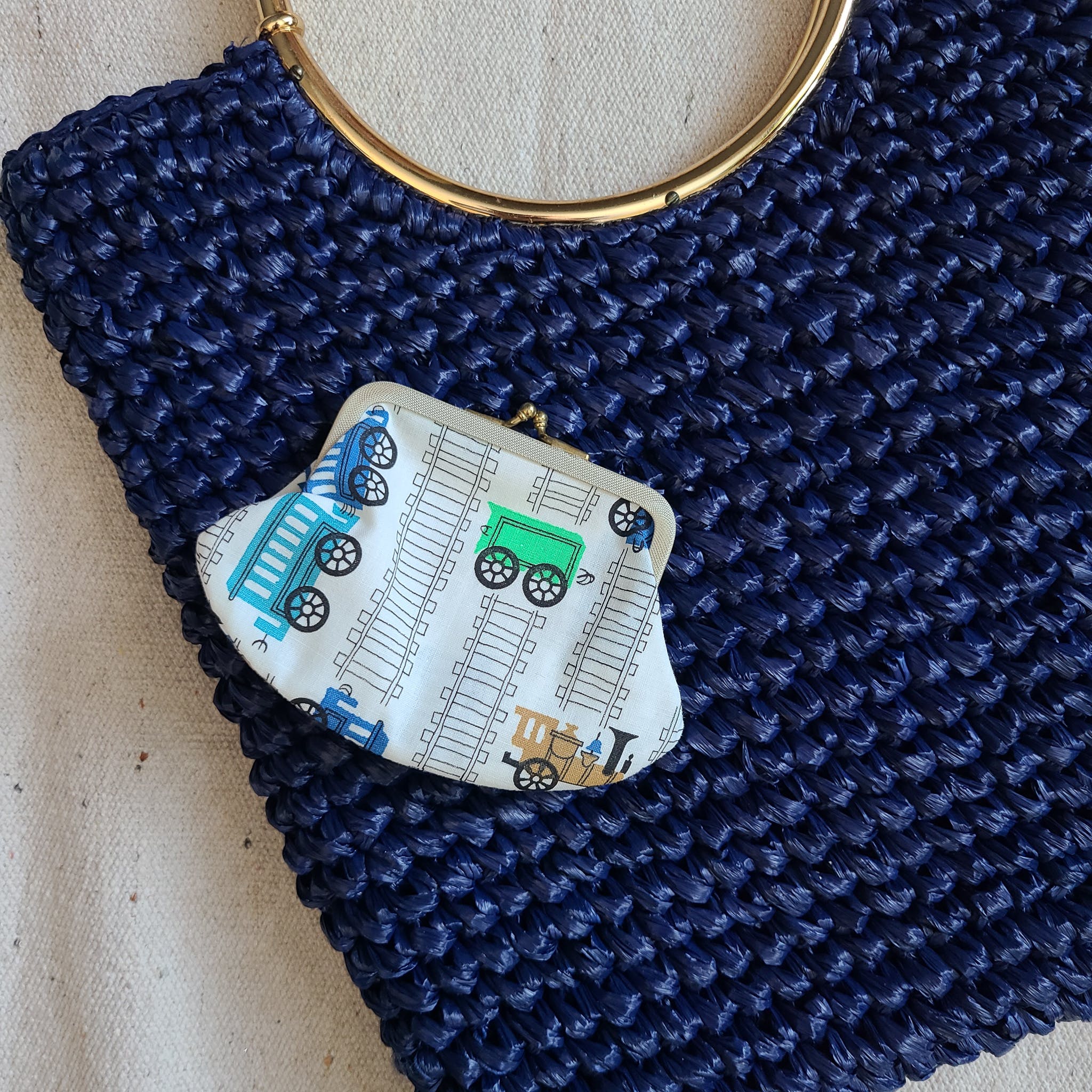 Vintage 60's Navy Blue Crochet Straw Bag by Morris Moskowitz | Shop ...