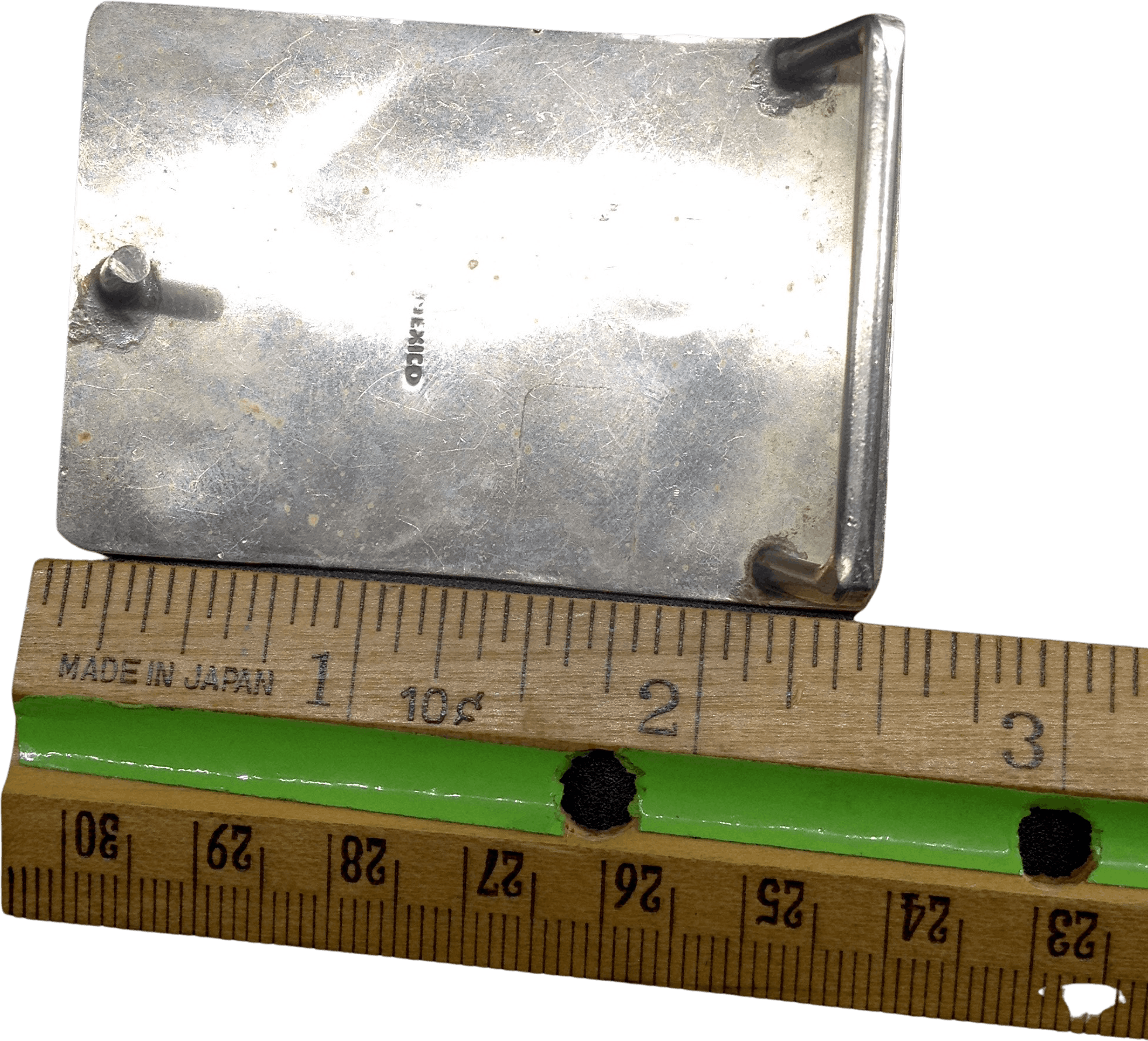 Vintage 70's Alpaca Silver Turquoise Inlay Belt Buckle | Shop THRILLING