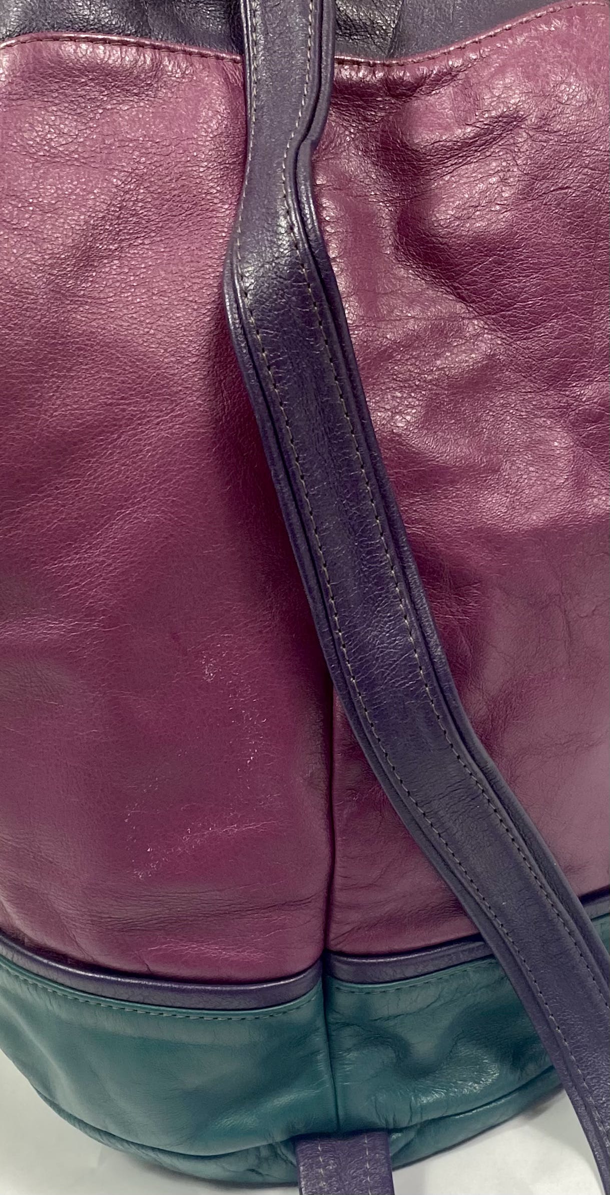 Vintage 90's Purple and Green Colorblock Bucket Purse | Shop THRILLING