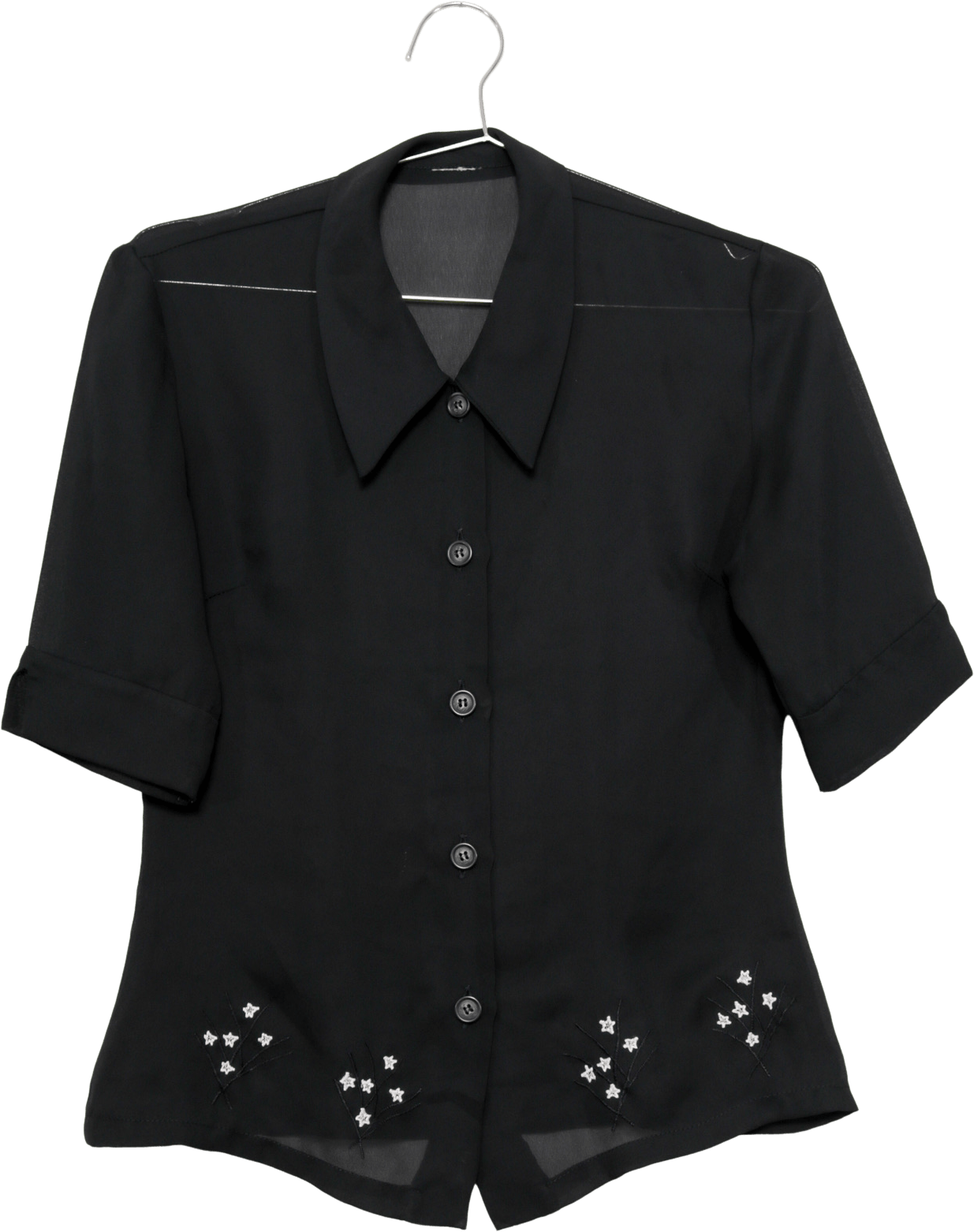 Vintage 90's Sheer Button-Up with Star Bouquet Embroidery | Shop THRILLING