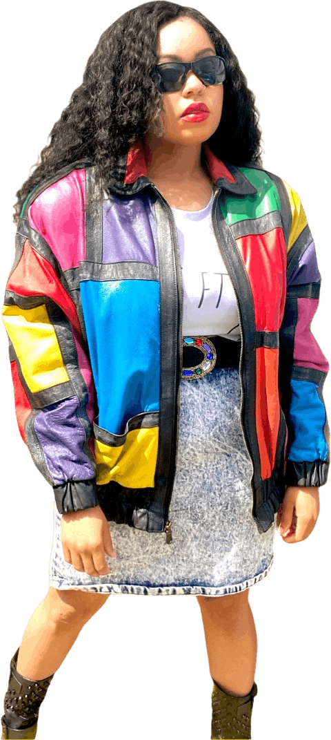Vintage 90's Colorblock Leather Jacket | Shop THRILLING