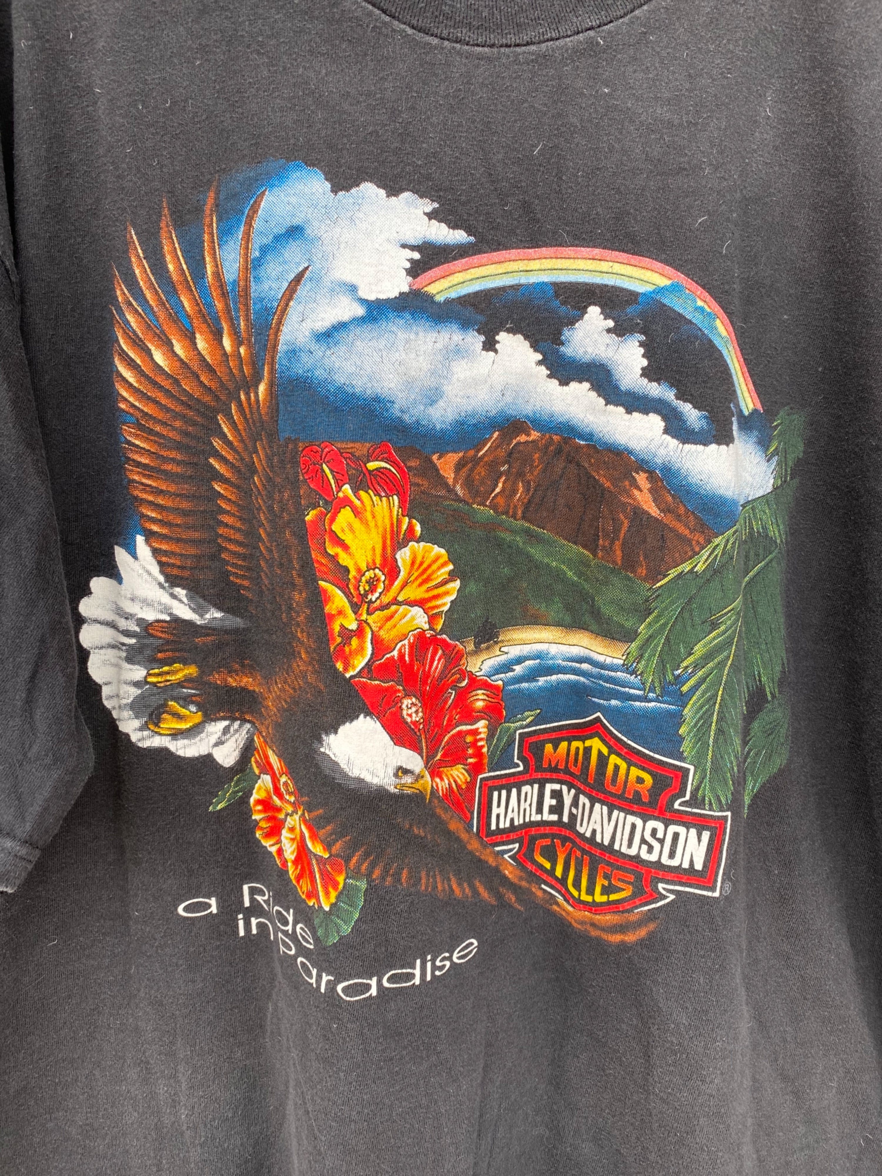 Vintage 90's Black Hawaii Eagle Graphic Short Sleeve by Harley Davidson ...