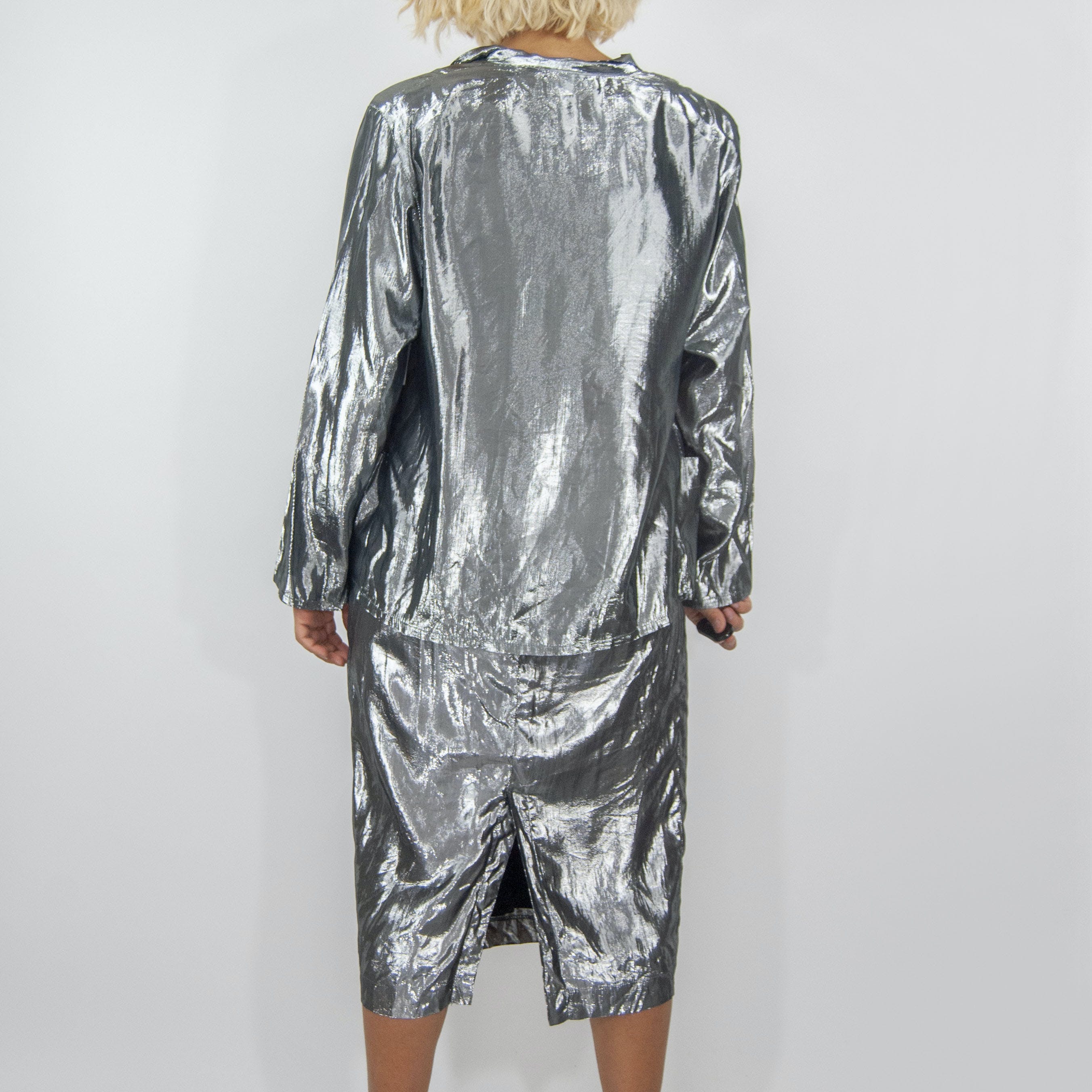 Vintage 70's Metallic Silver Disco Jacket and Dress Set by Helene St ...