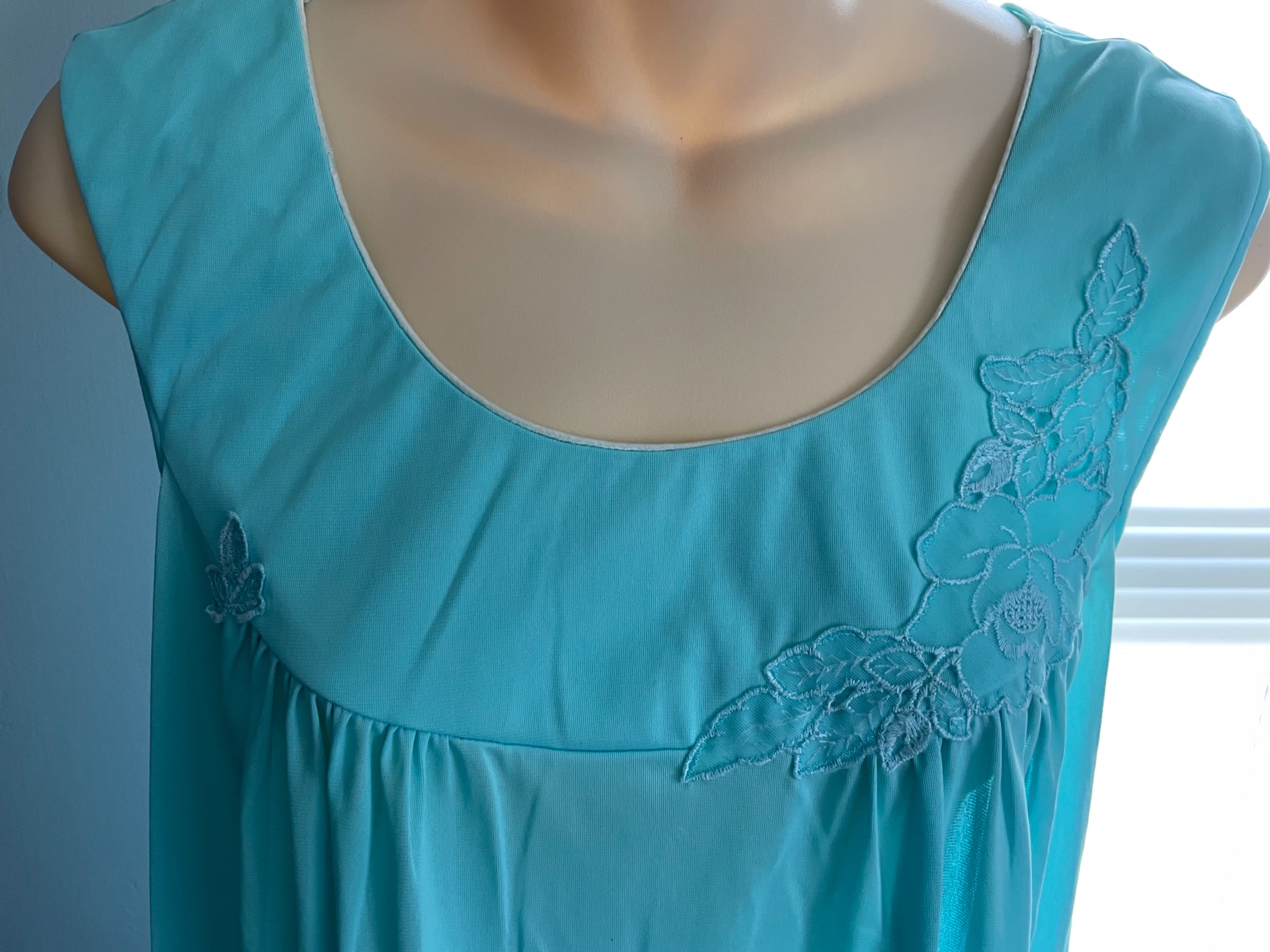 Vintage 80’s Turquoise Nylon Nightgown by Lorraine | Shop THRILLING
