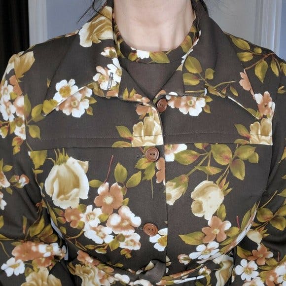 Vintage 70's Floral Leisure Suit Brown Three Piece Set by Semon Frelich ...