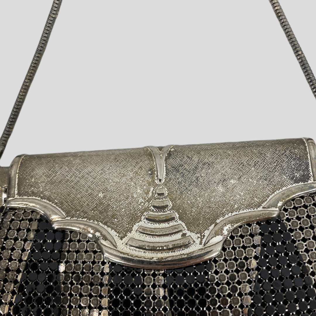 Vintage 70s/80s Black Silver Stripe Chainmail Snake Chain Purse | Shop ...