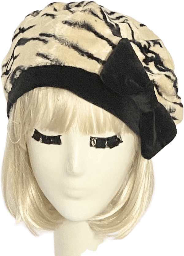 Vintage Zebra Faux Fur Beret Hat by Bella Starr | Shop THRILLING