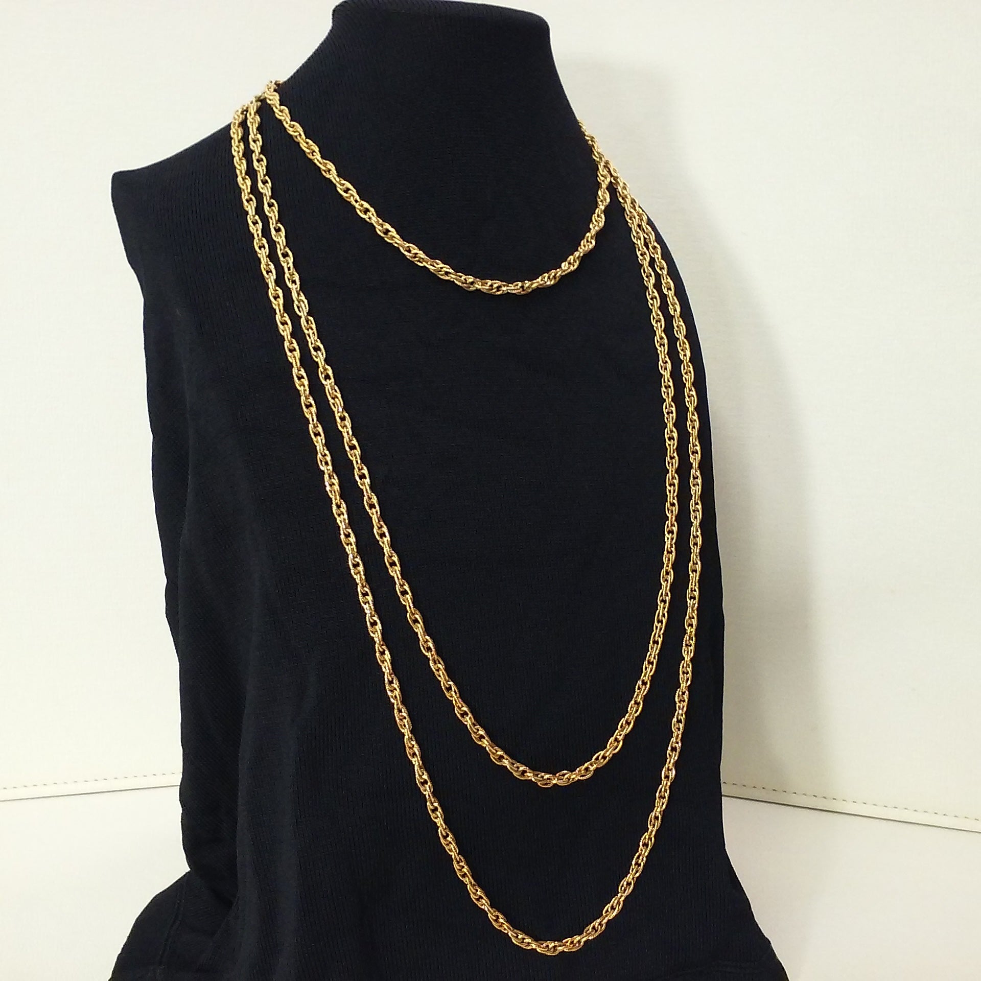 Vintage 50s/60s Etched Textured Chain Links Necklace 3-strand By Crown ...