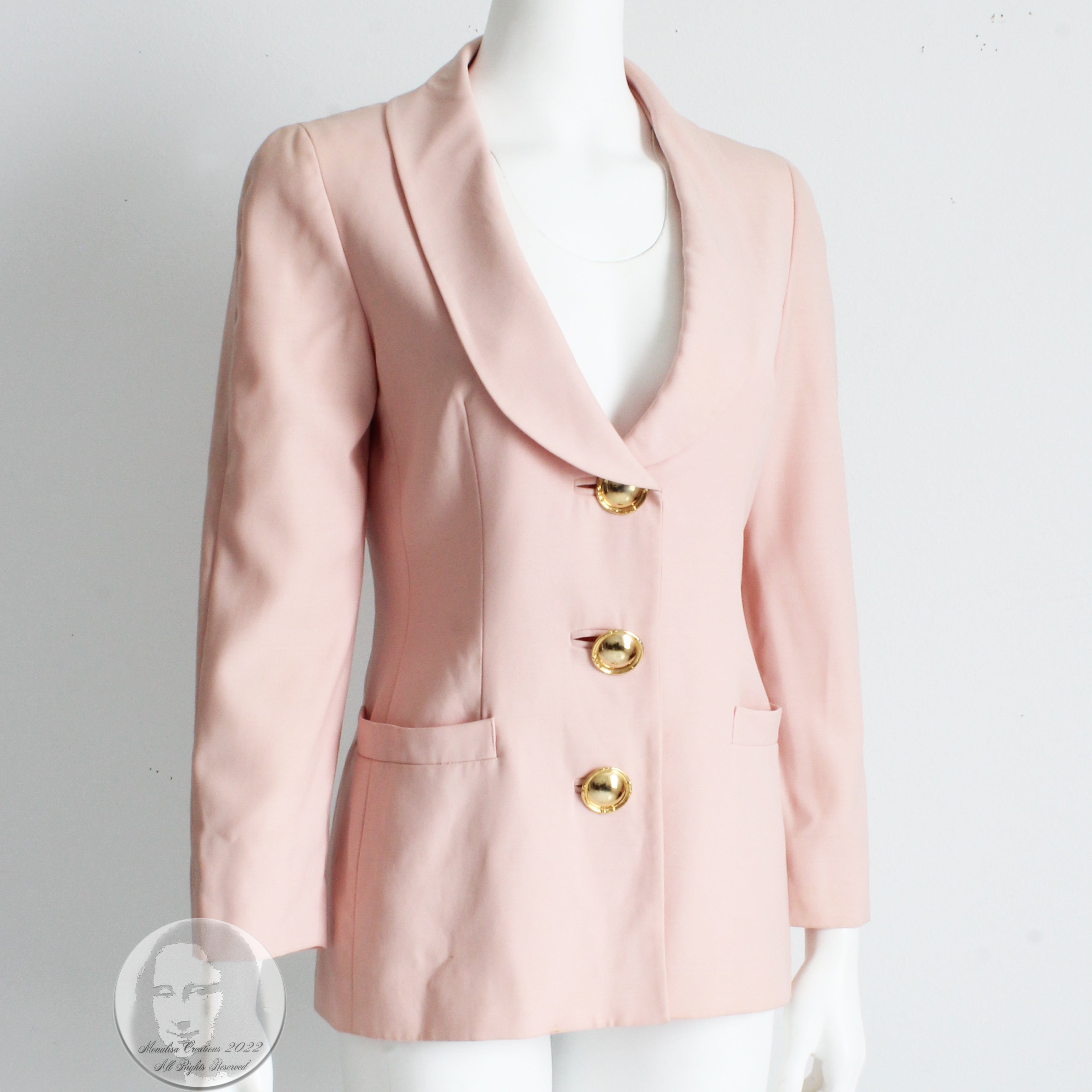 Vintage 90s Pink Jacket Blazer Wool Gabardine Retro By Genny Italy ...