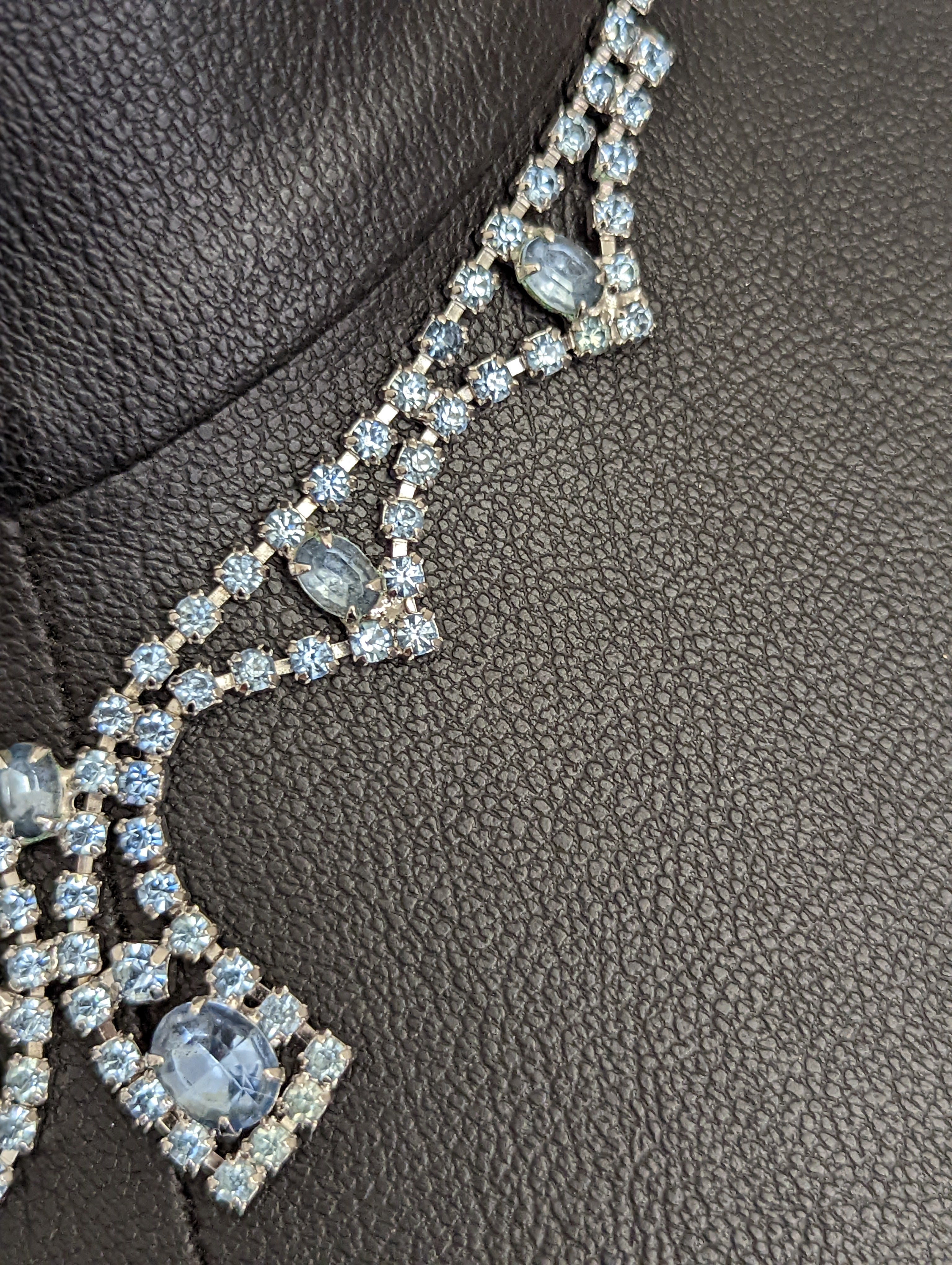 Vintage 60s Rhinestone Blue Bow Necklace | Shop THRILLING