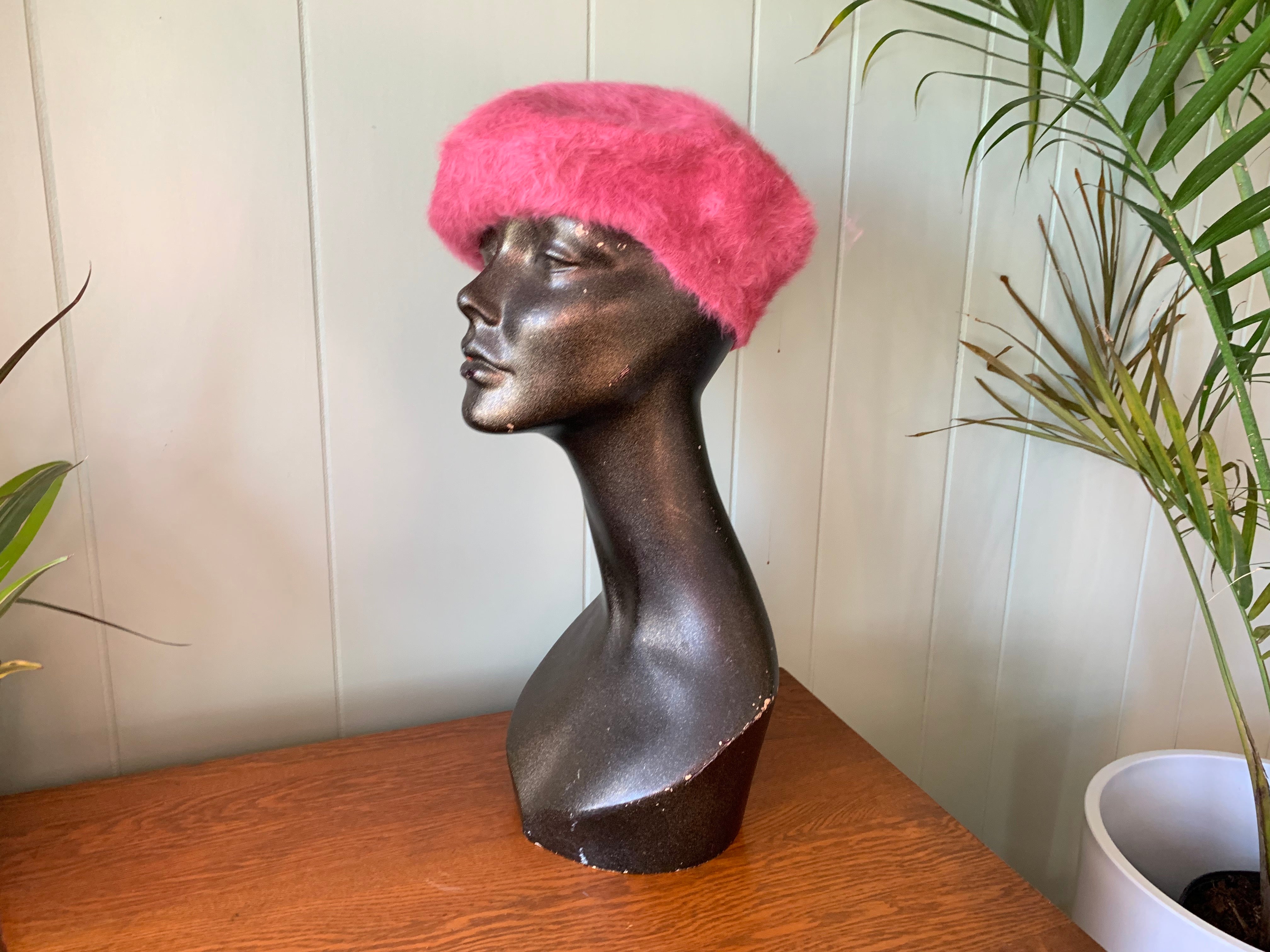 Vintage Raspberry Pink Angora And Wool Beret Tam Tilt Hat By Kangol ...