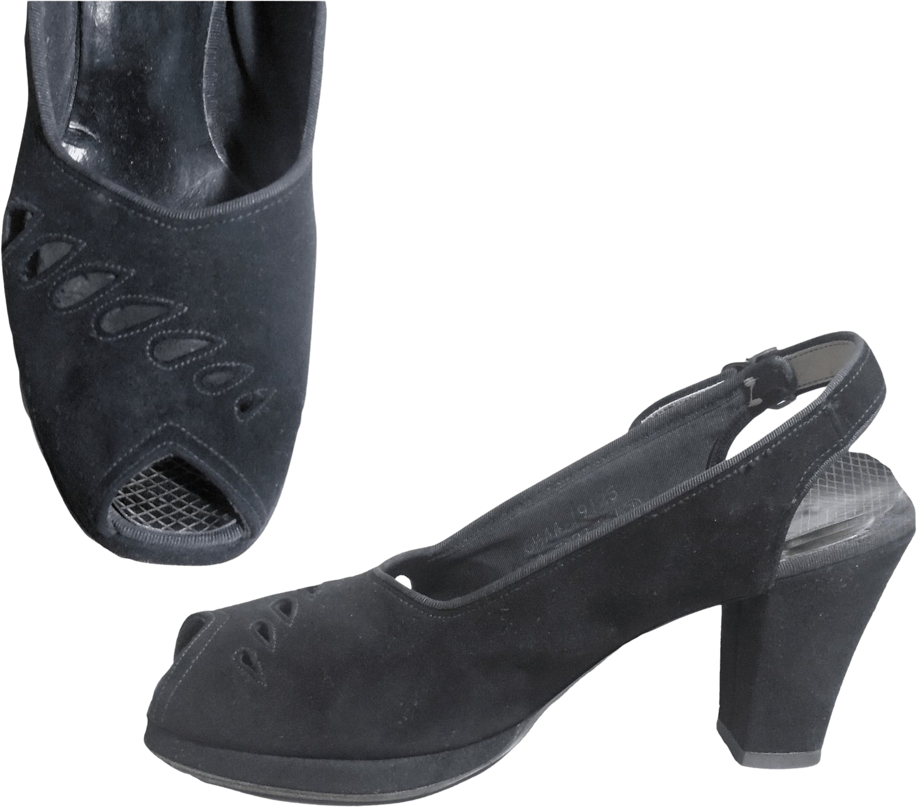 Vintage 40s Suede Platform Heels Peep Toe Electro Swing By Qualicraft ...