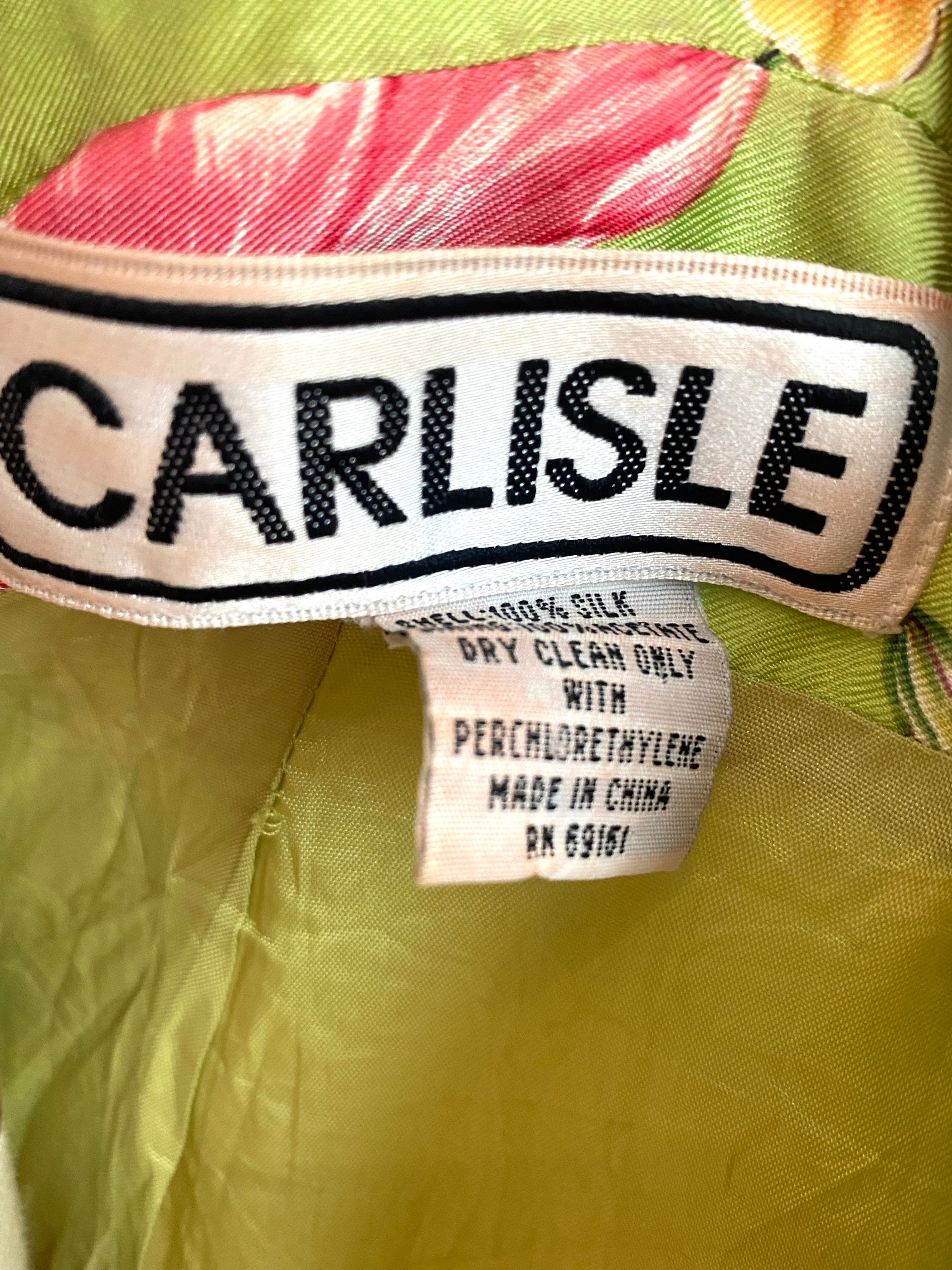 Vintage 80s Carlisle Neon Green Silk Floral Blazer By Carlisle | Shop ...