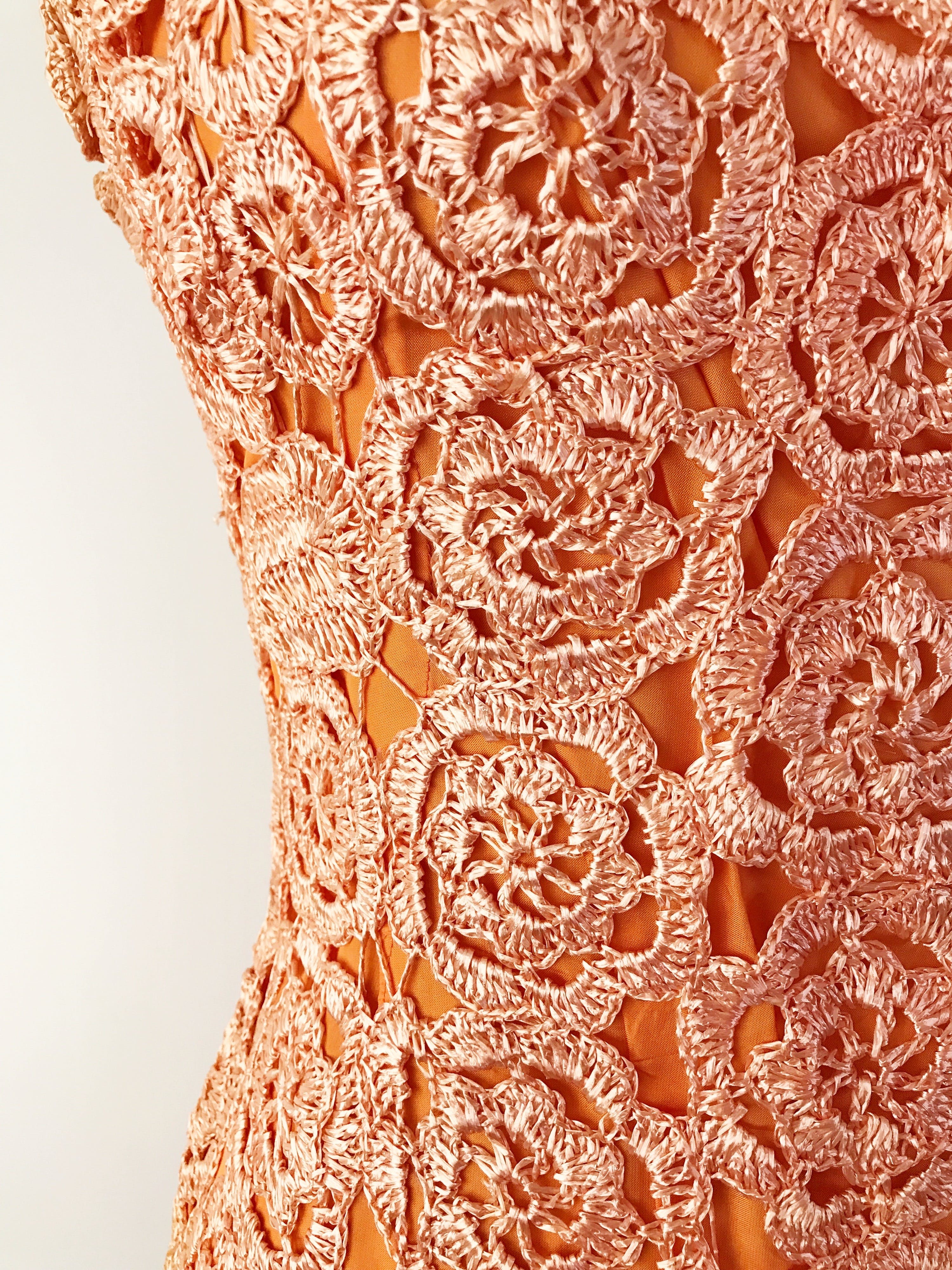 Vintage 60's Peach Raffia Straw Gown | Shop THRILLING