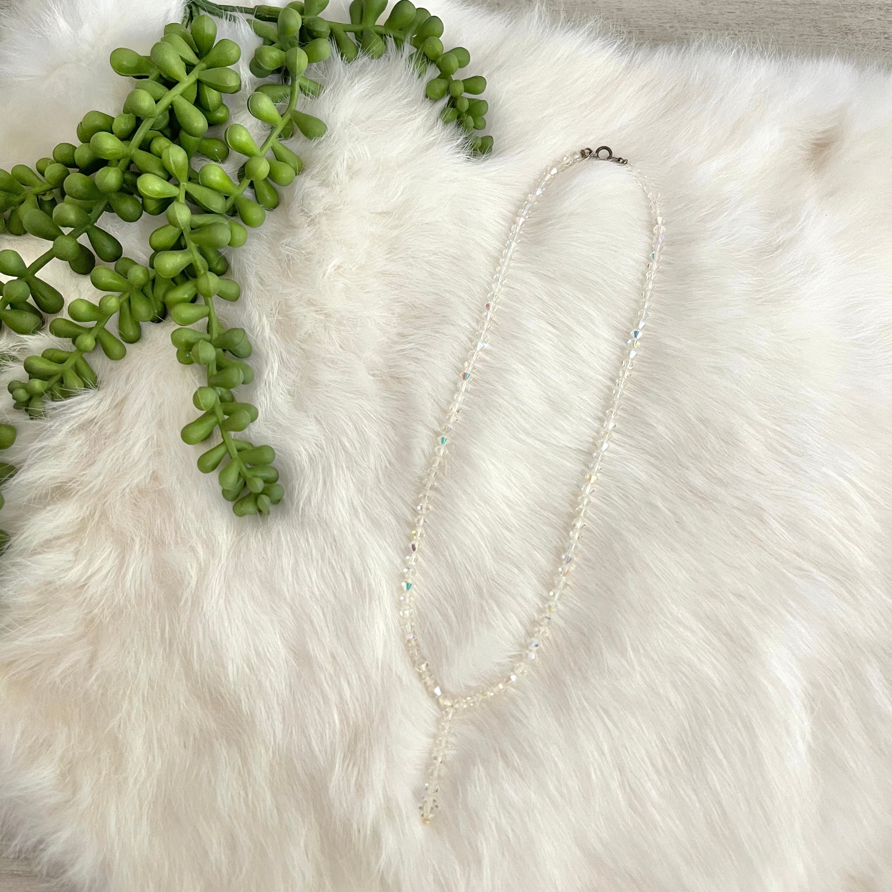 Vintage Beaded Y Necklace Iridescent Beads | Shop THRILLING