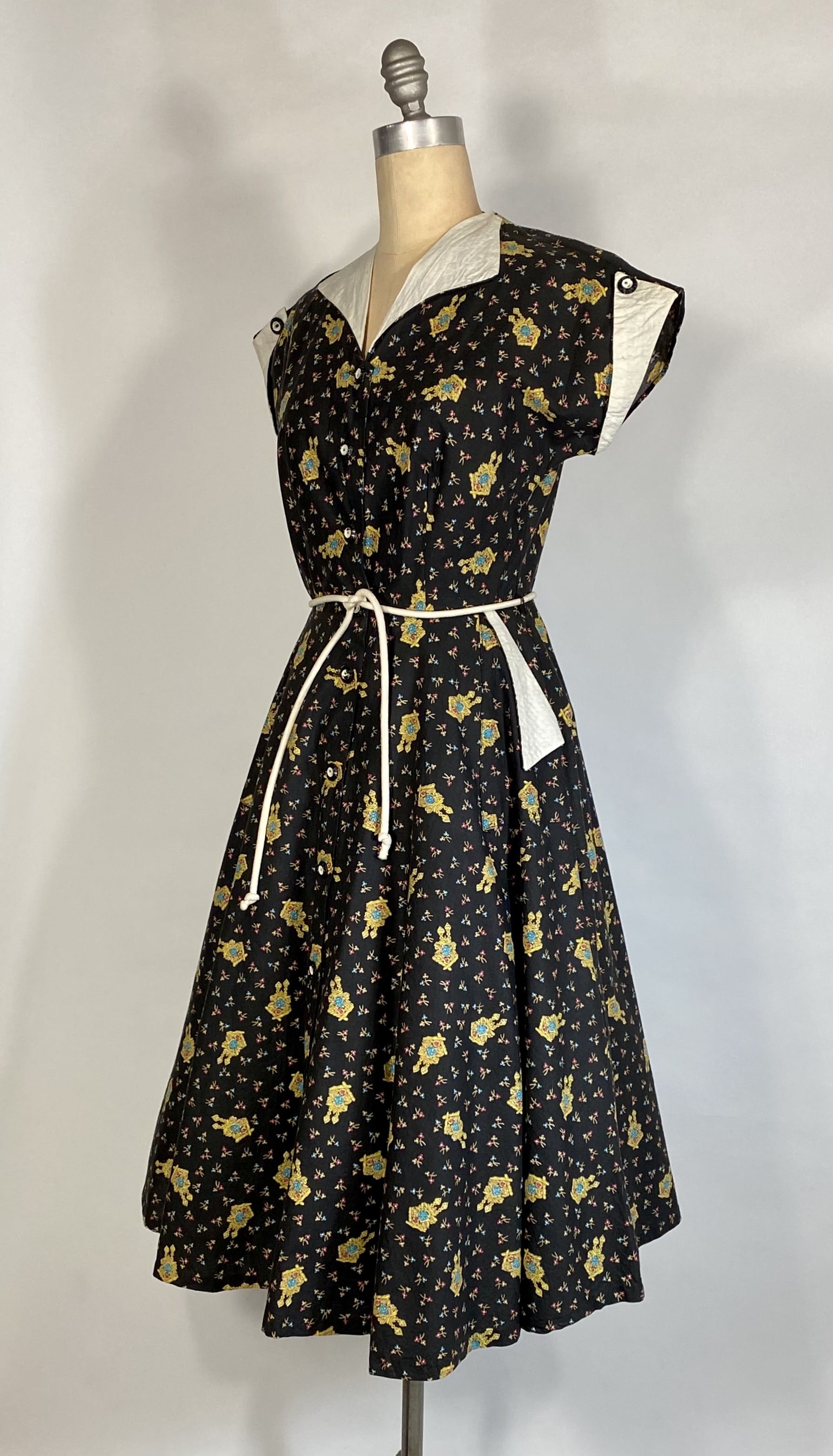 Vintage 50's Cuckoo Clock Print Cotton Frock Dress by Charm Craft ...