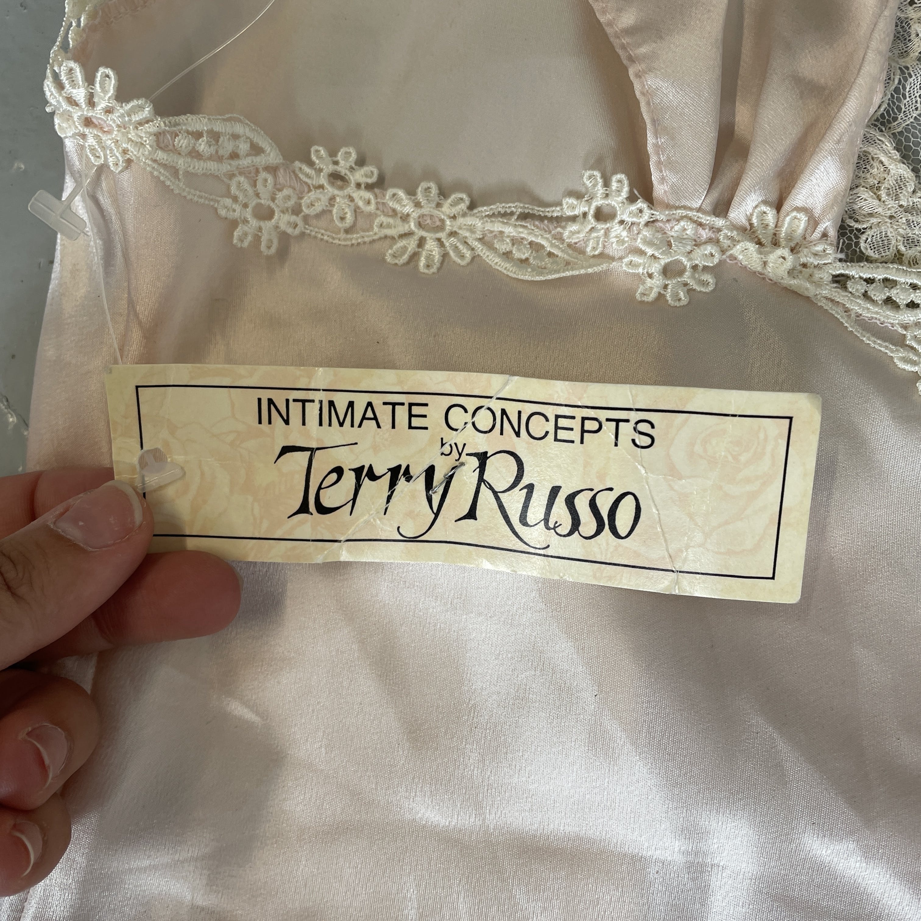 Vintage 80’s Pink Satin Lace Applique Teddy by Terry Russo | Shop THRILLING