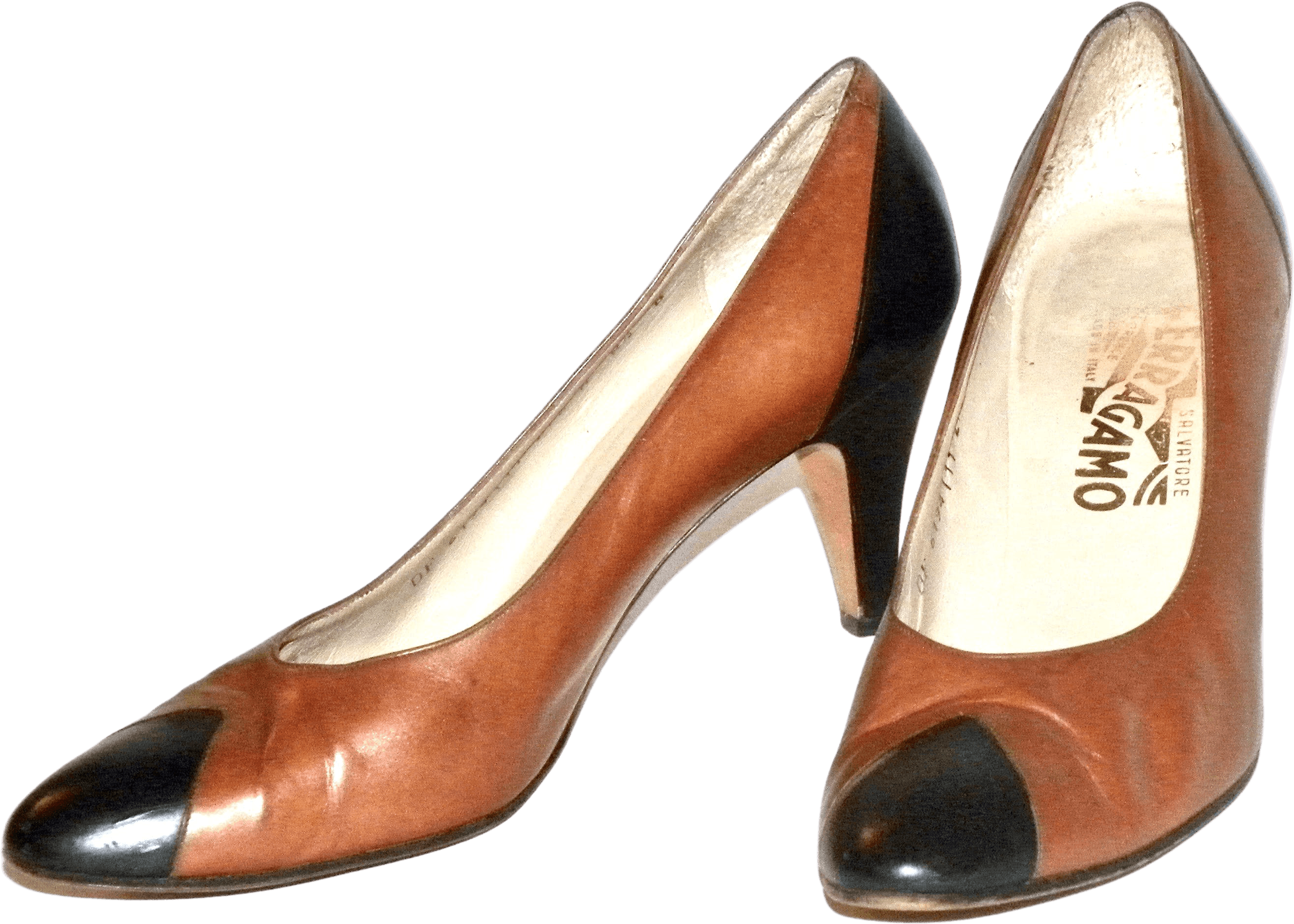 Vintage 80's Two Tone Spectator Pumps Heels by Salvatore Ferragamo ...