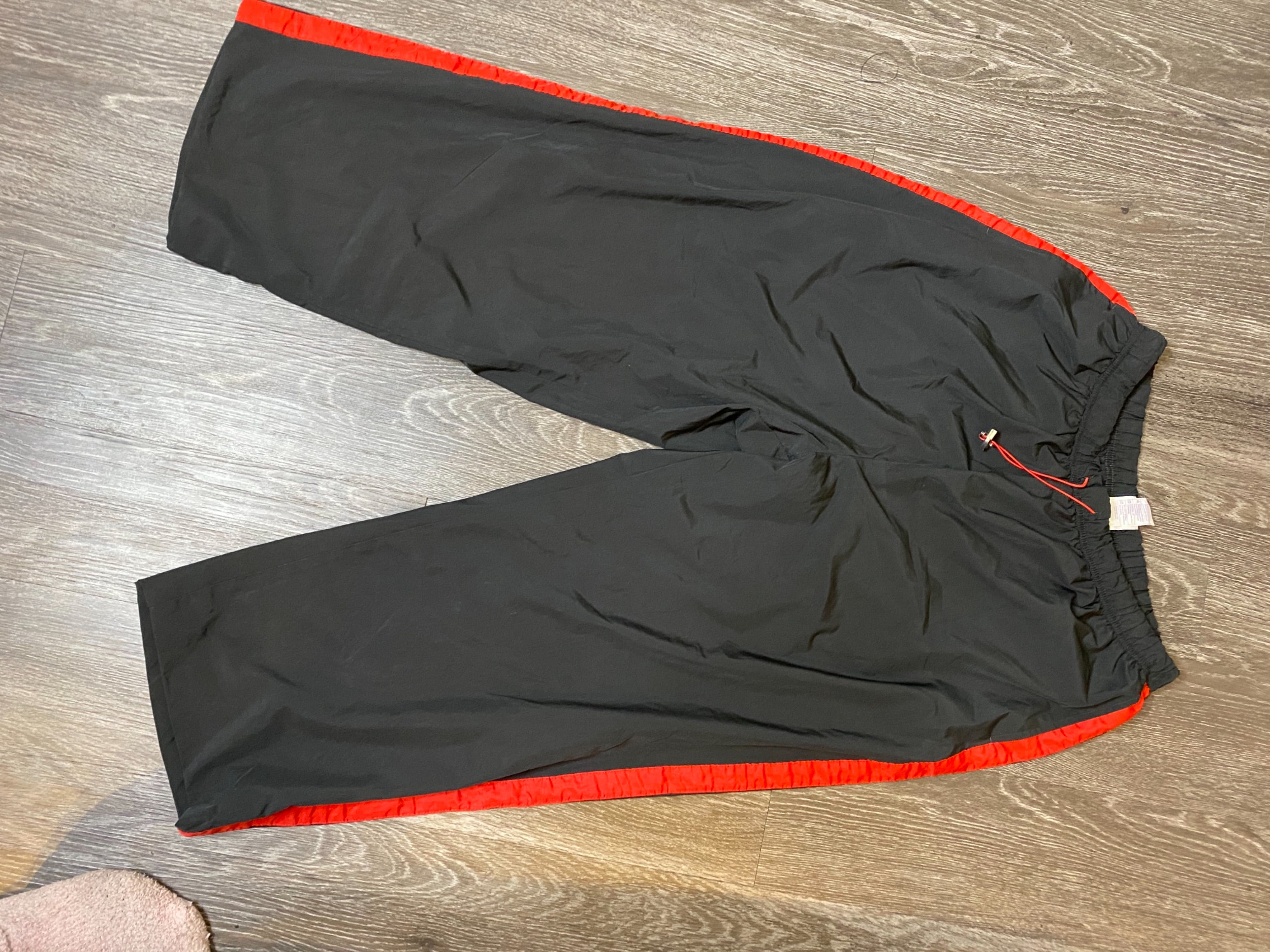 Vintage 90's Red and Black Wide Leg Joggers with Stripes | Shop THRILLING