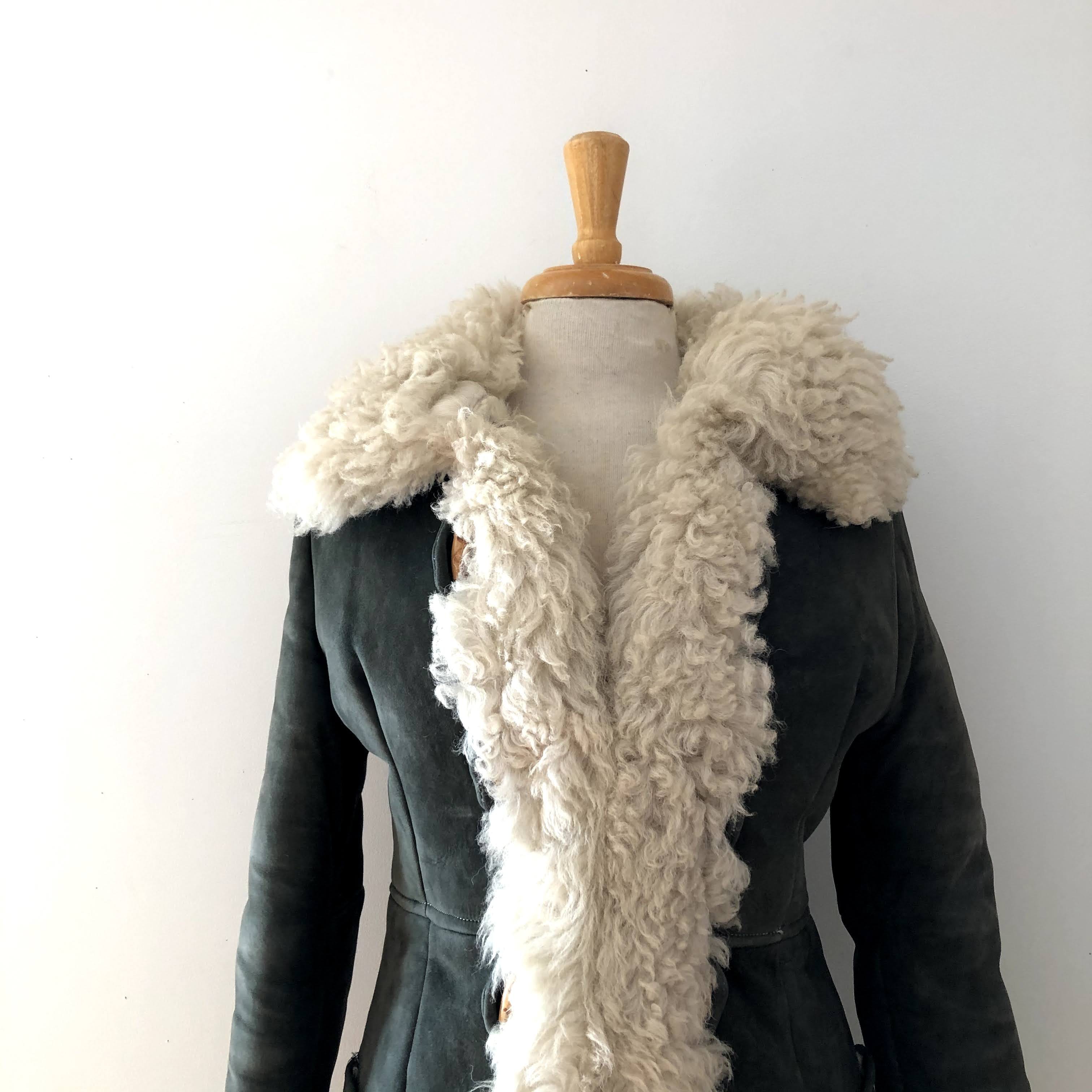 Vintage 70’s Gray Sheepskin Princess Coat by Mvb International Corp ...