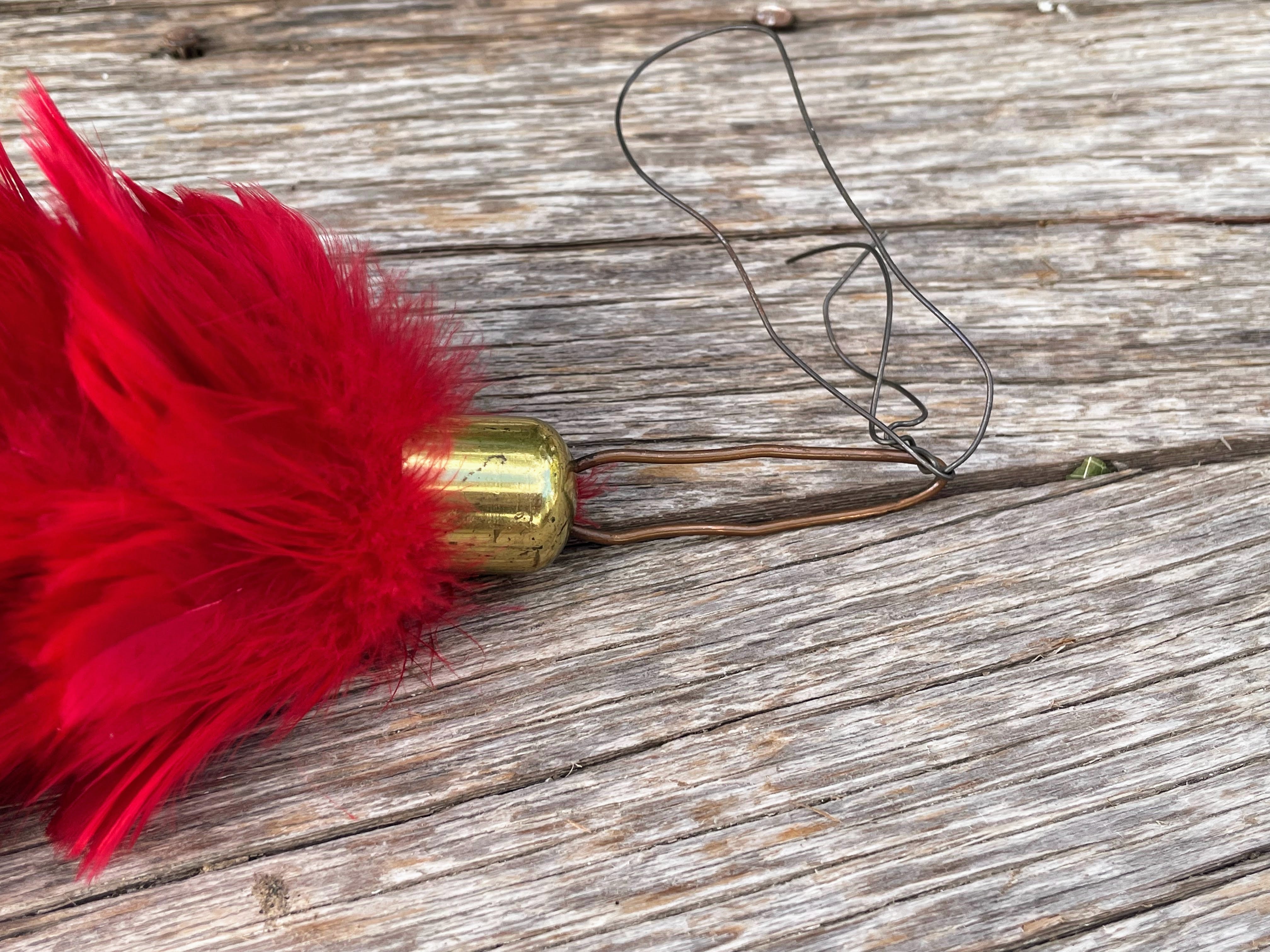 Vintage 50s Small Red Real Feather Duster Clothes Brush | Shop THRILLING
