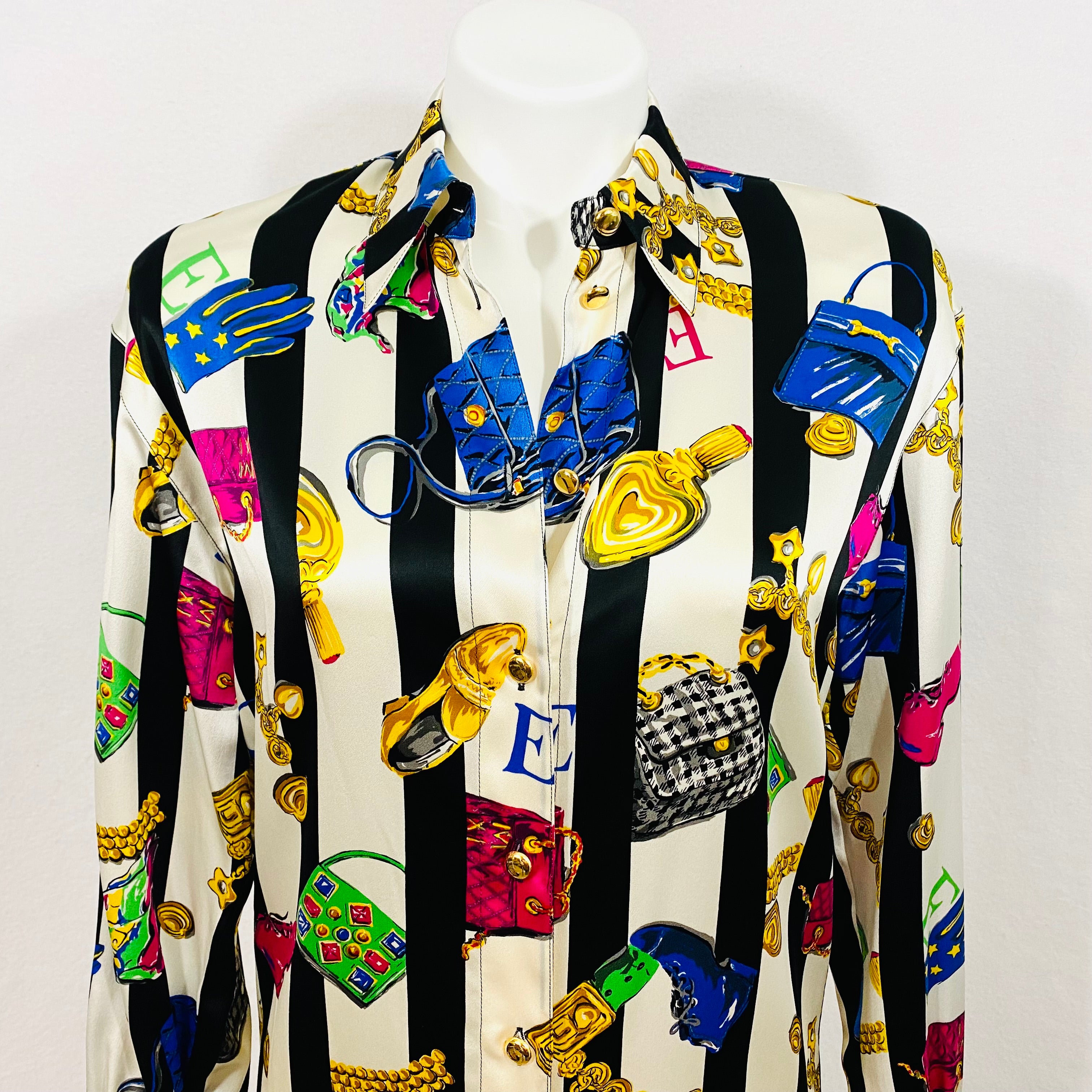 Vintage 80s Rare New With Tags Accesory/shopping Motif Top By Escada ...