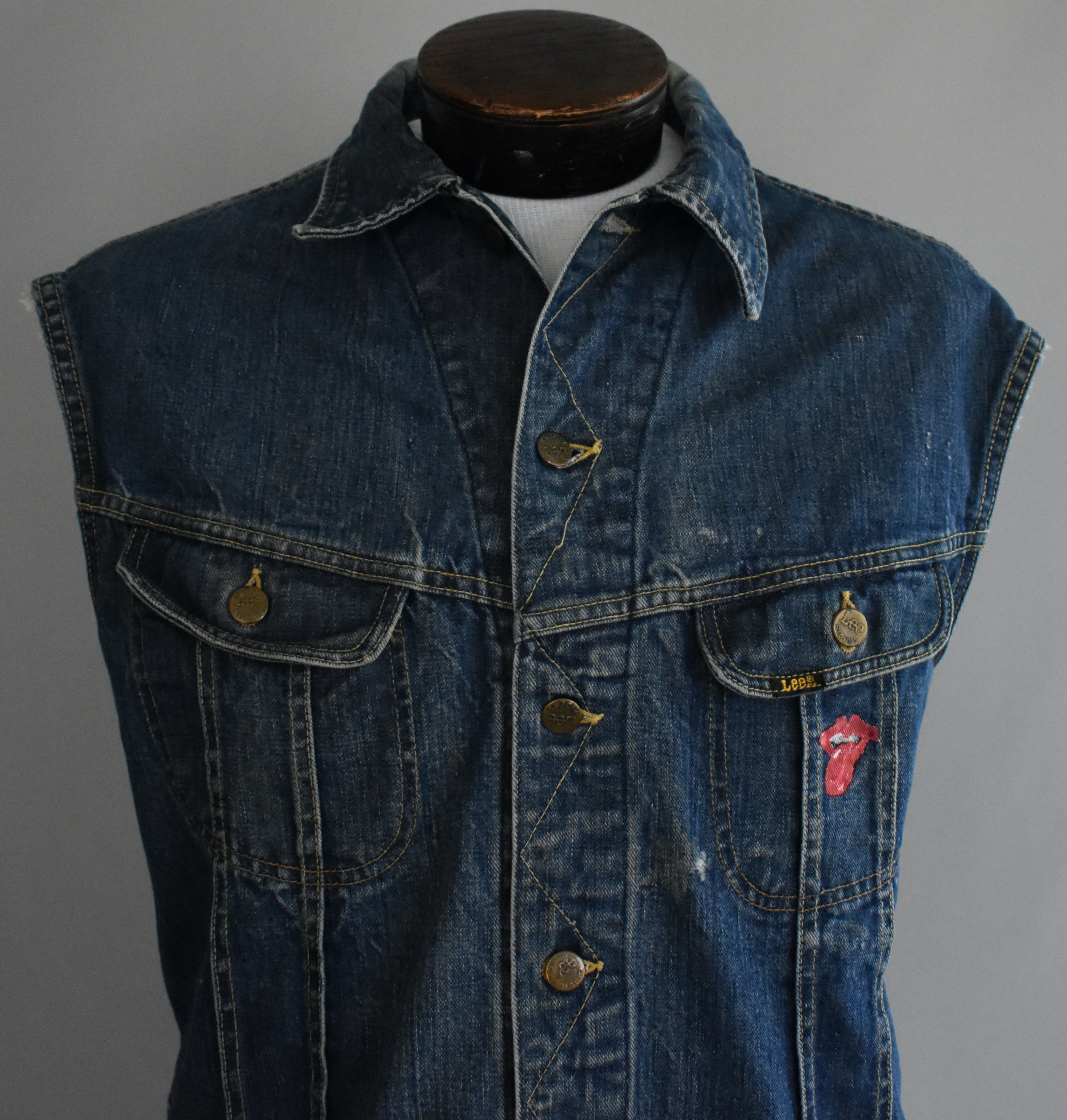 Vintage 70's Rolling Stones Vest Sanforized Denim Cutoff Vest by Lee ...