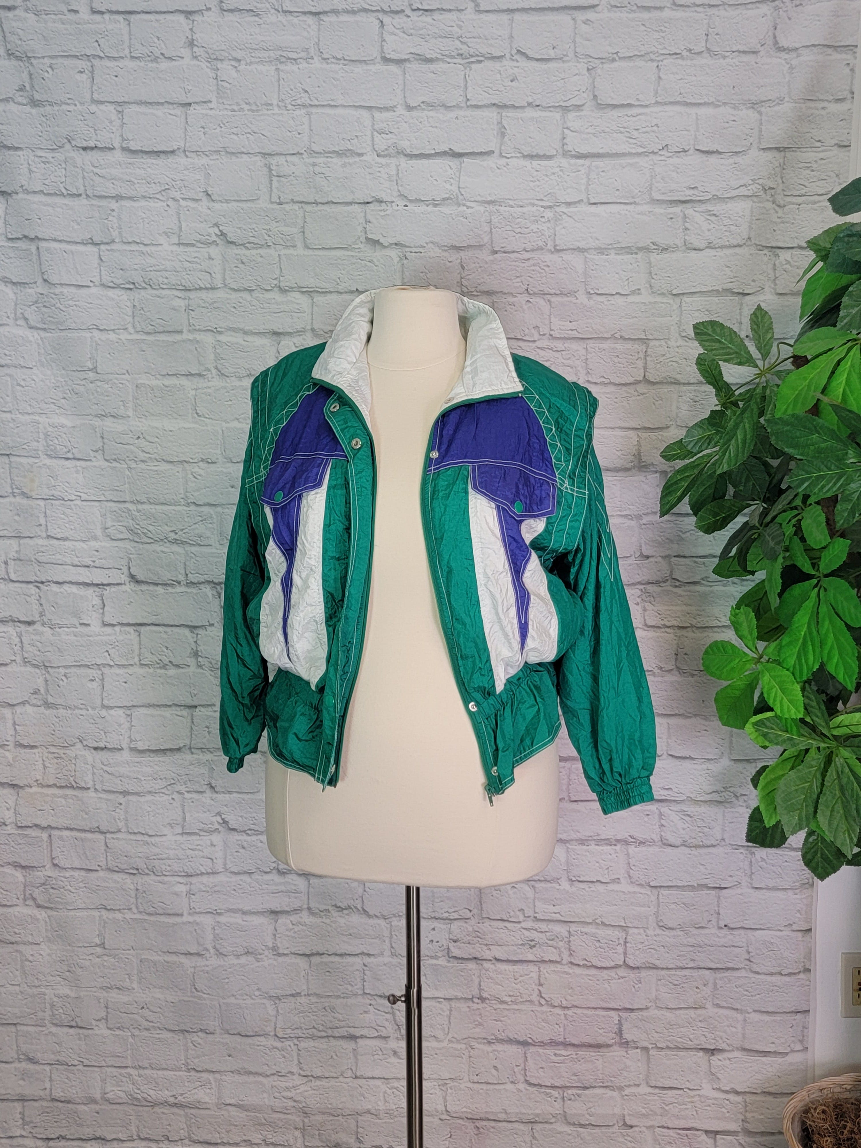 Vintage 90s 90s Colorblock Windbreaker Green Blue White | Shop THRILLING