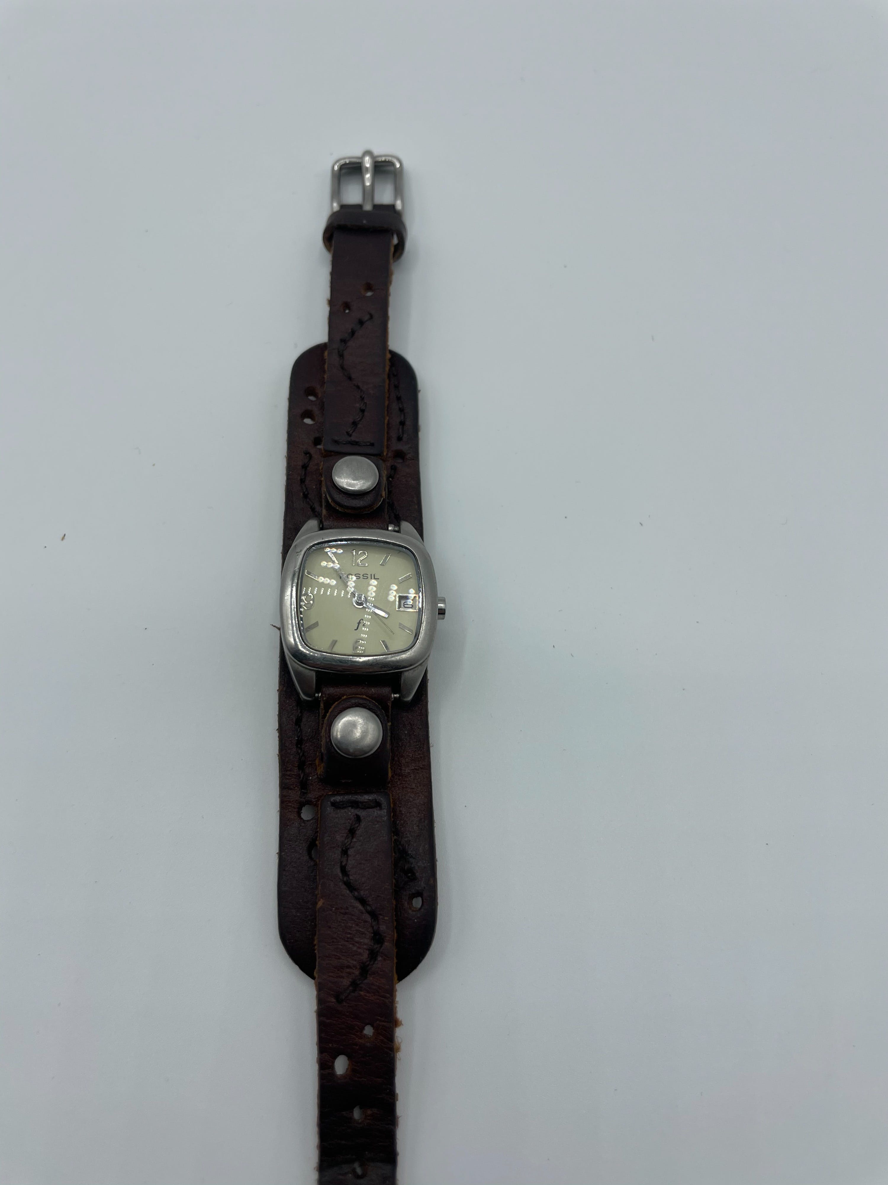 Vintage 90's Brown Leather Watch by Fossil | Shop THRILLING