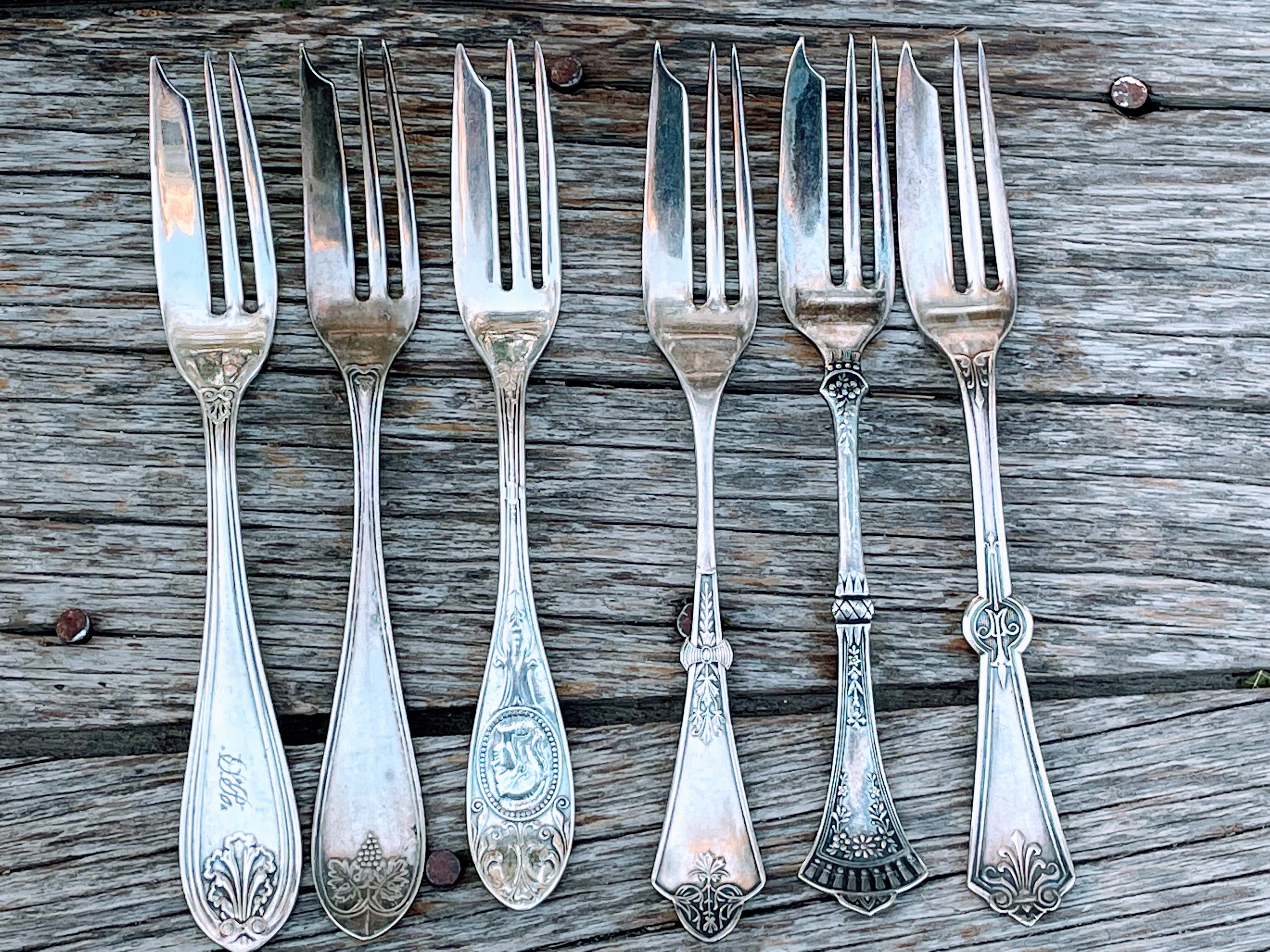 Vintage Victorian Antique Mismatched 6 Pastry/cake Forks Silverplate ...