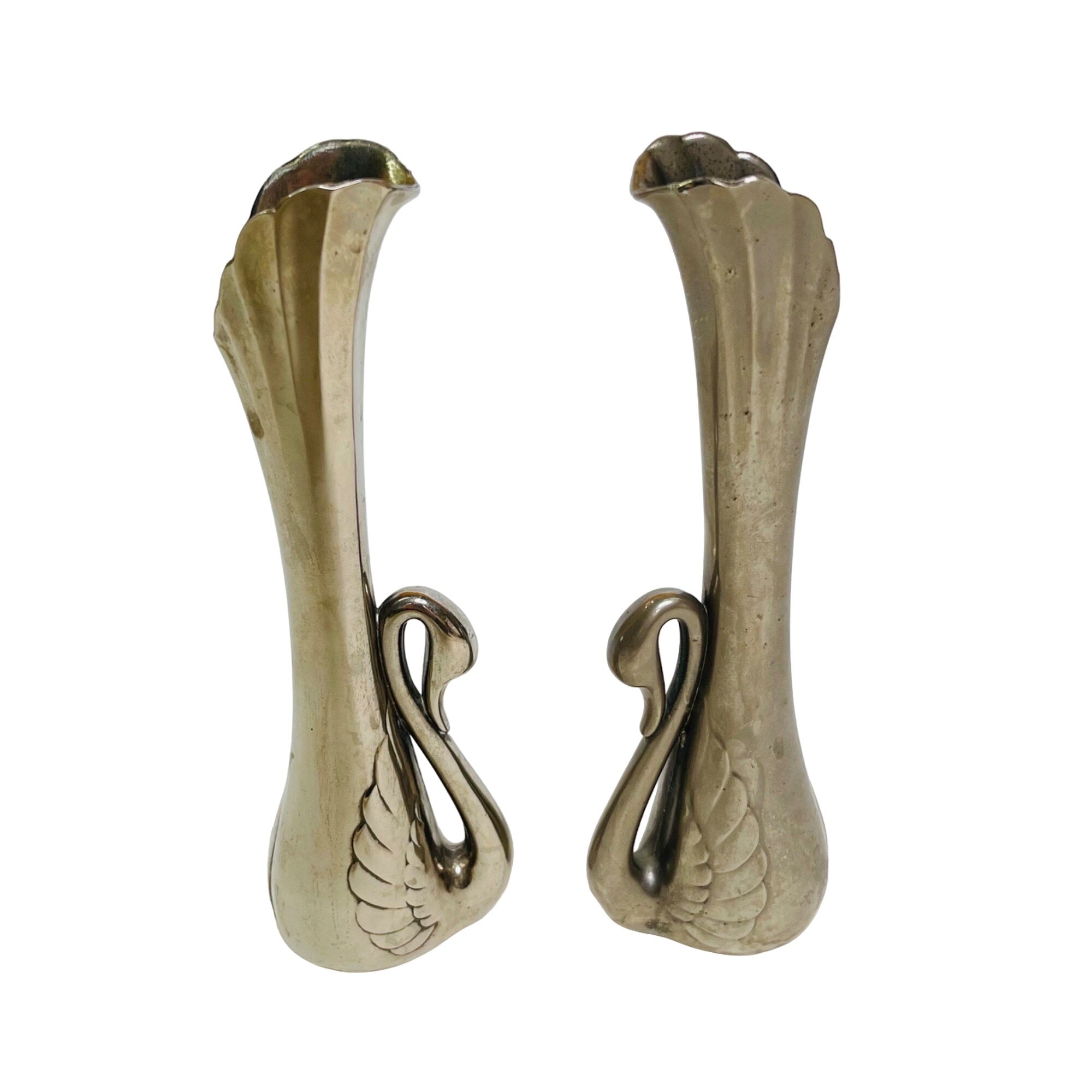 Swan Bud Vase Set Silverplate Vintage 7" X 2" By Oneida | Shop THRILLING