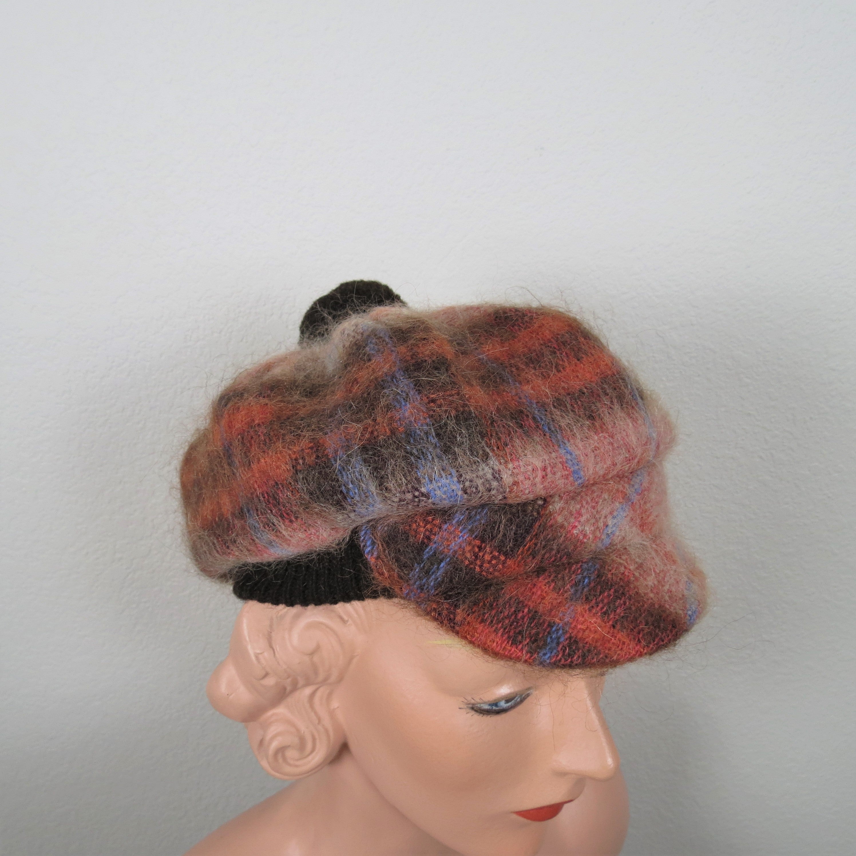 Vintage 60s Plaid Mohair Newsboy Hat Cap Scottish Tam Wool By Edinburgh ...