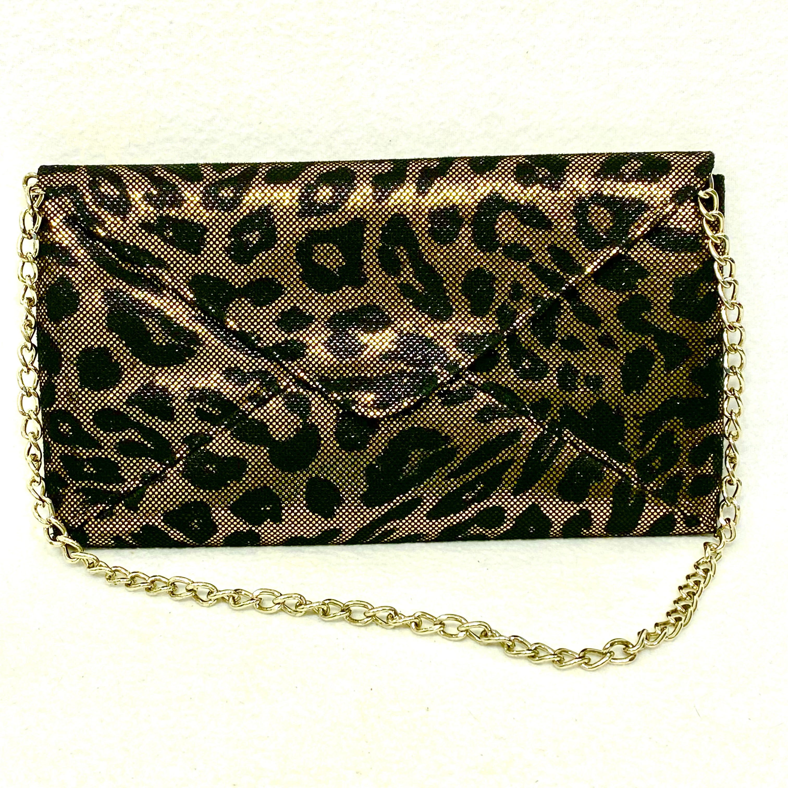 Vintage 80s Envelope Clutch Metallic Animal Print With Strap By Jessica ...