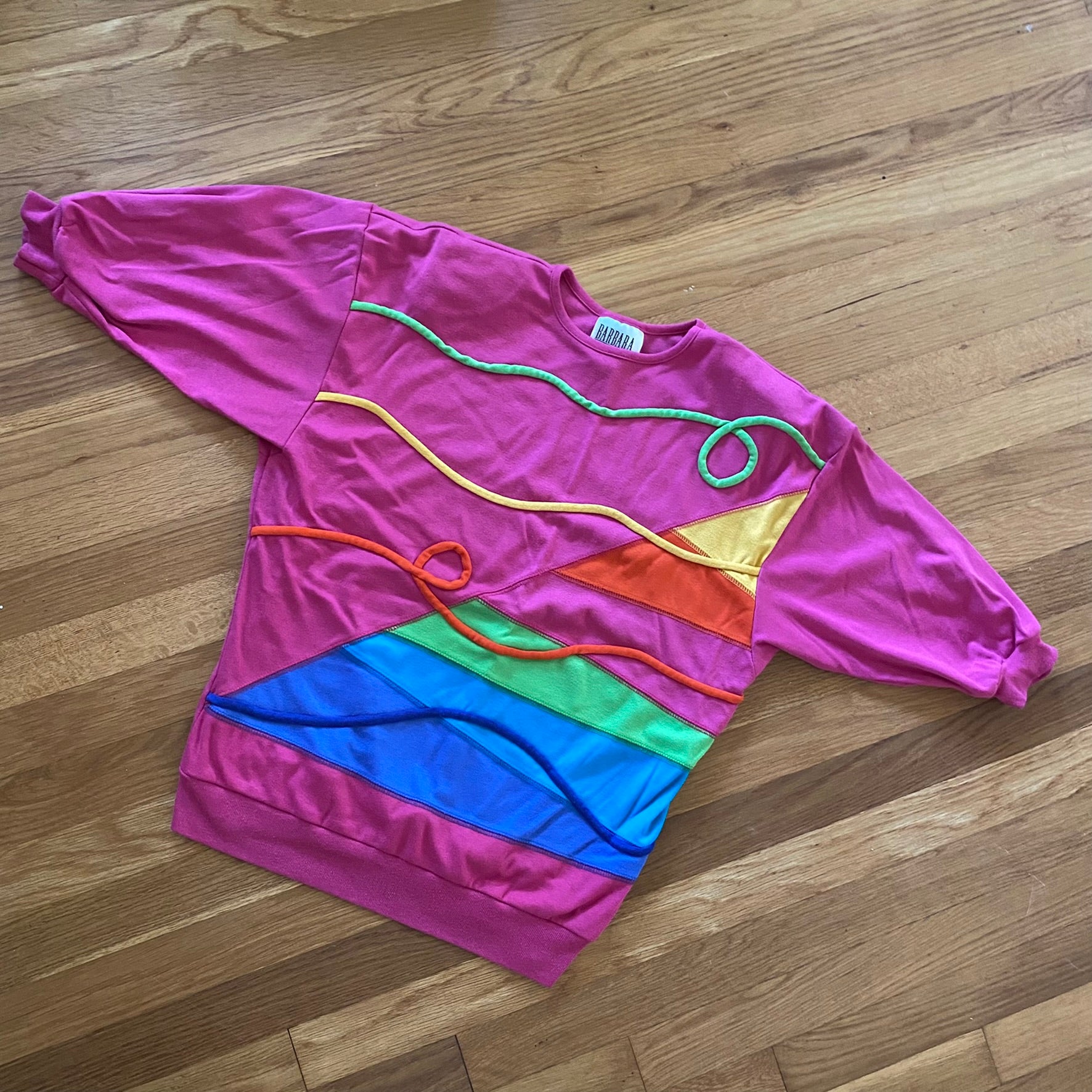 Vintage 80s/90s Pink Multicolor Abstract Geometric Swirl Shirt | Shop ...