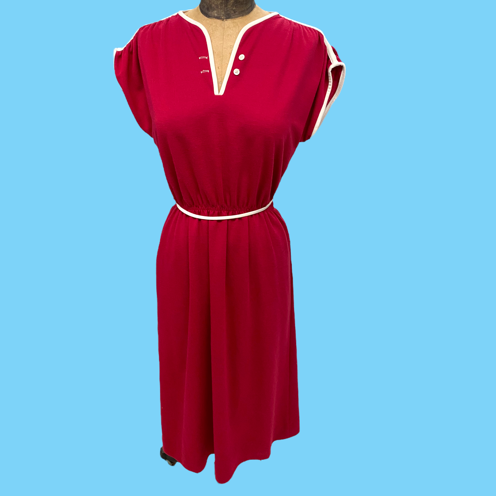 Vintage 70s Red Wool Sleeveless Dress Sold By Bonwit Teller By Lesley ...