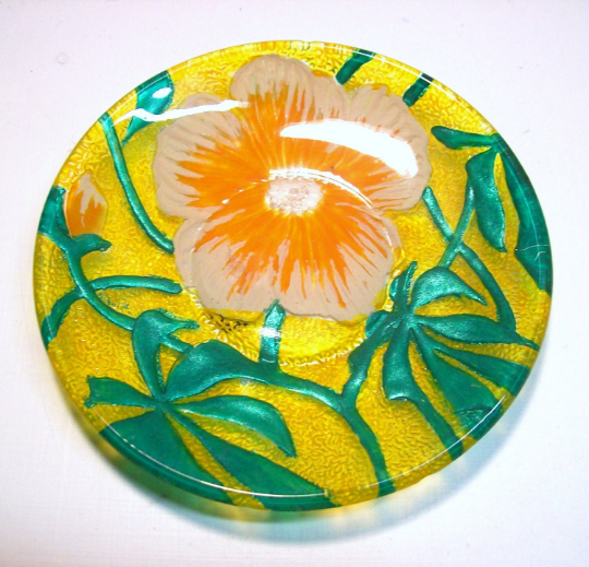 Vintage Hand Painted Floral Textured Glass Plate | Shop THRILLING