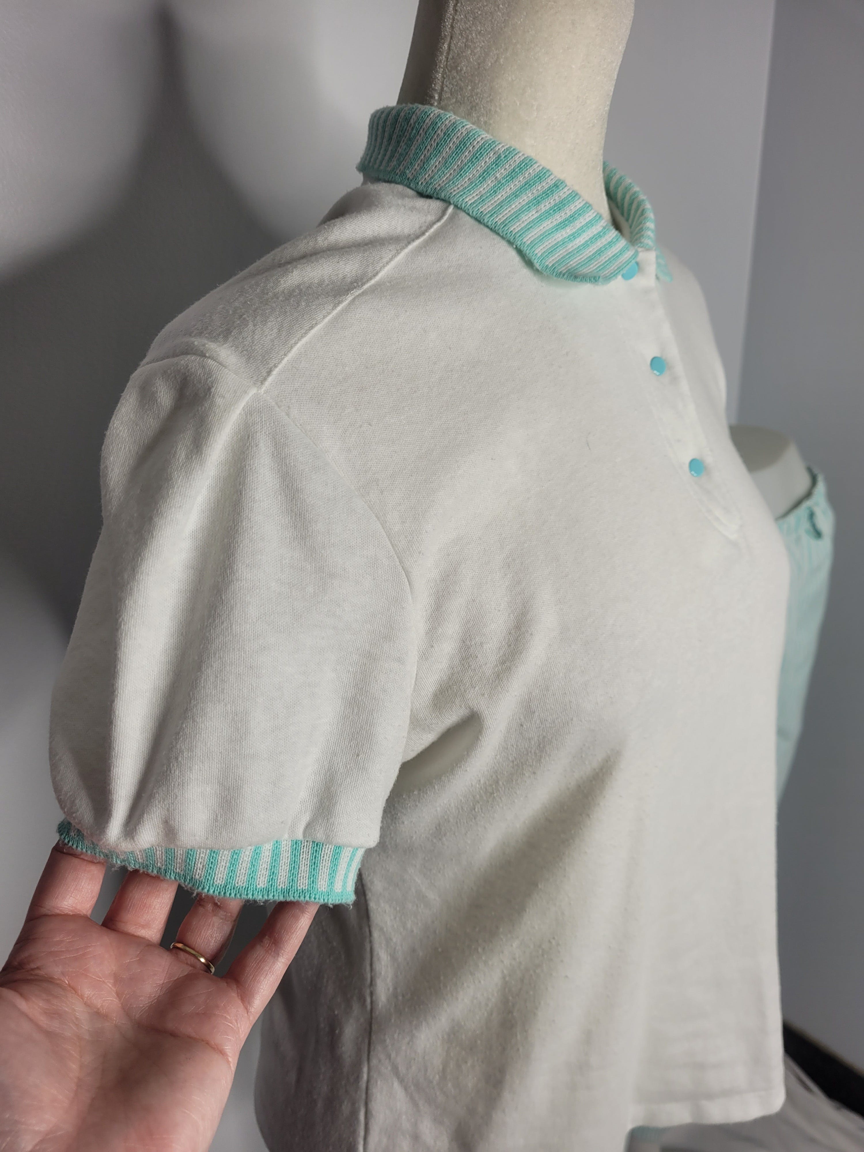 Vintage 80's Short Sleeve Top and Striped Crop Pant Set by Quantum ...