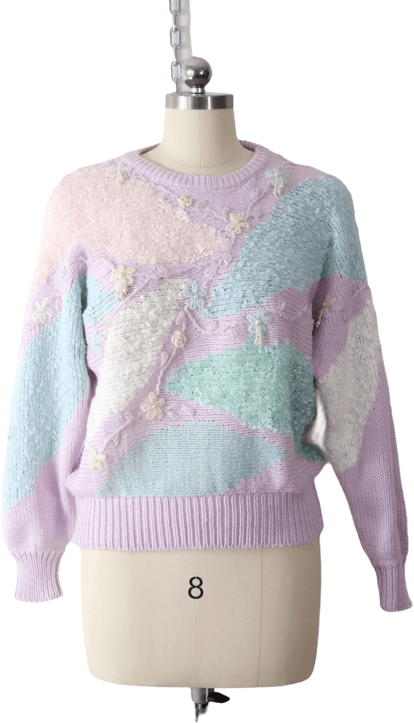 Vintage 80's Pastel Colorblock Glitter Sweater | Shop THRILLING