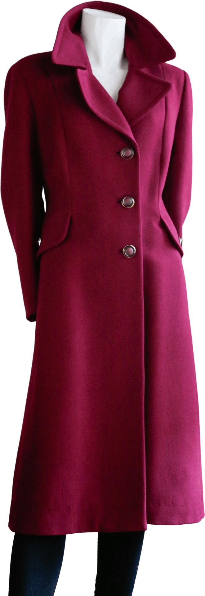 Vintage Raspberry Wool Midi Statement Coat by Leader Furs | Shop THRILLING