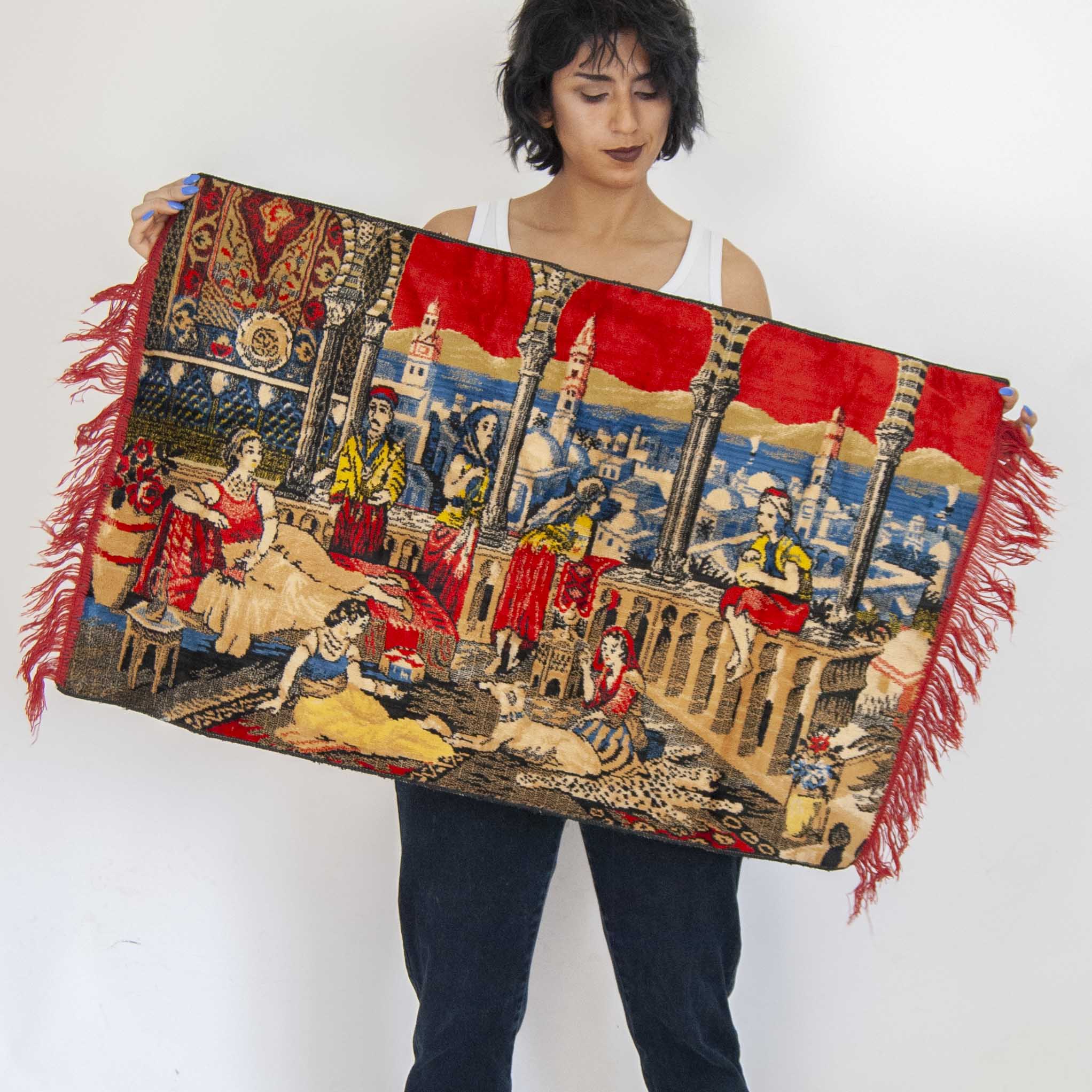 Vintage 70s Velvet Tapestry Terrace Palace Scene / 38.5in X 24 | Shop ...