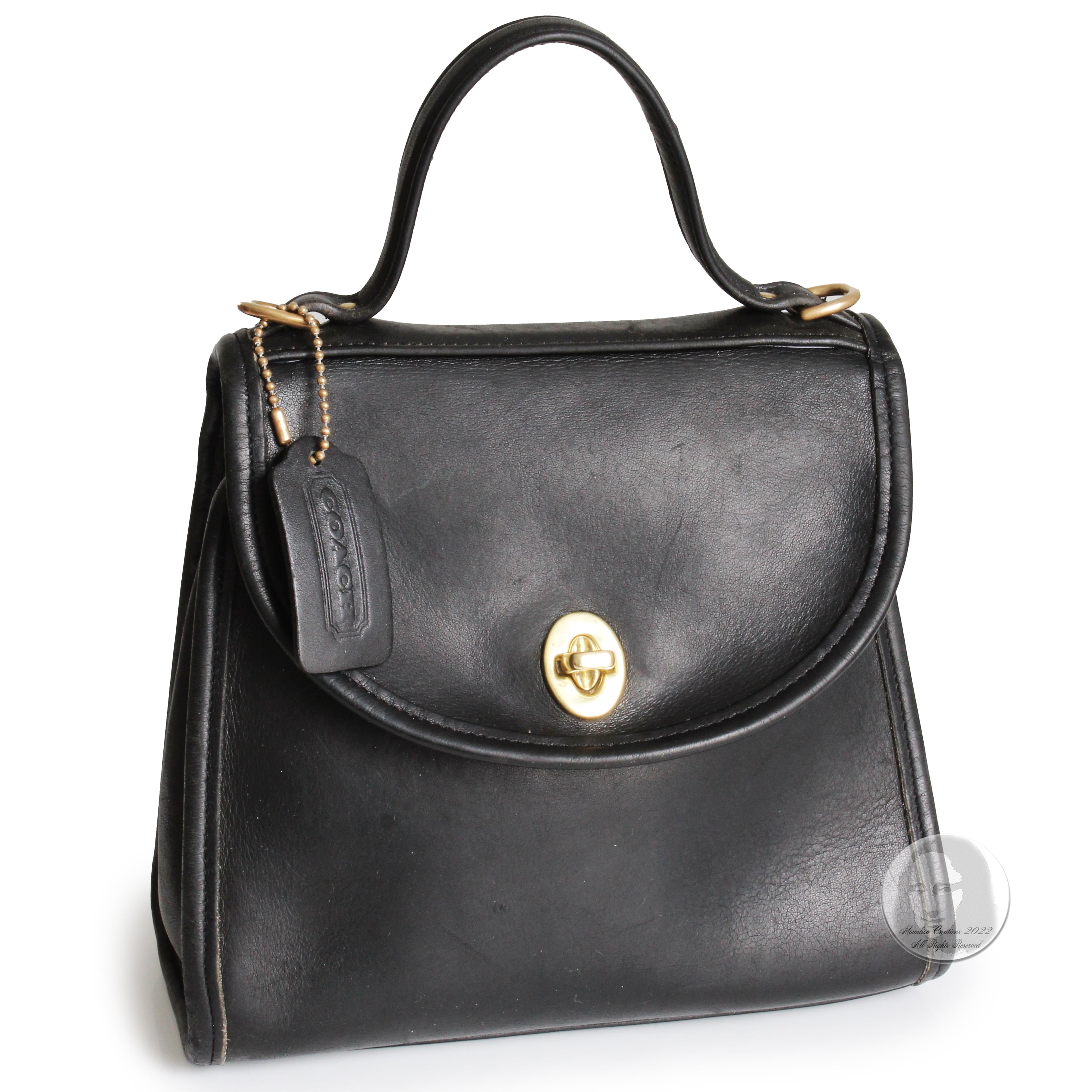 Vintage 90s Regina Bag Top Handle Style #9983 Black Leather By Coach ...