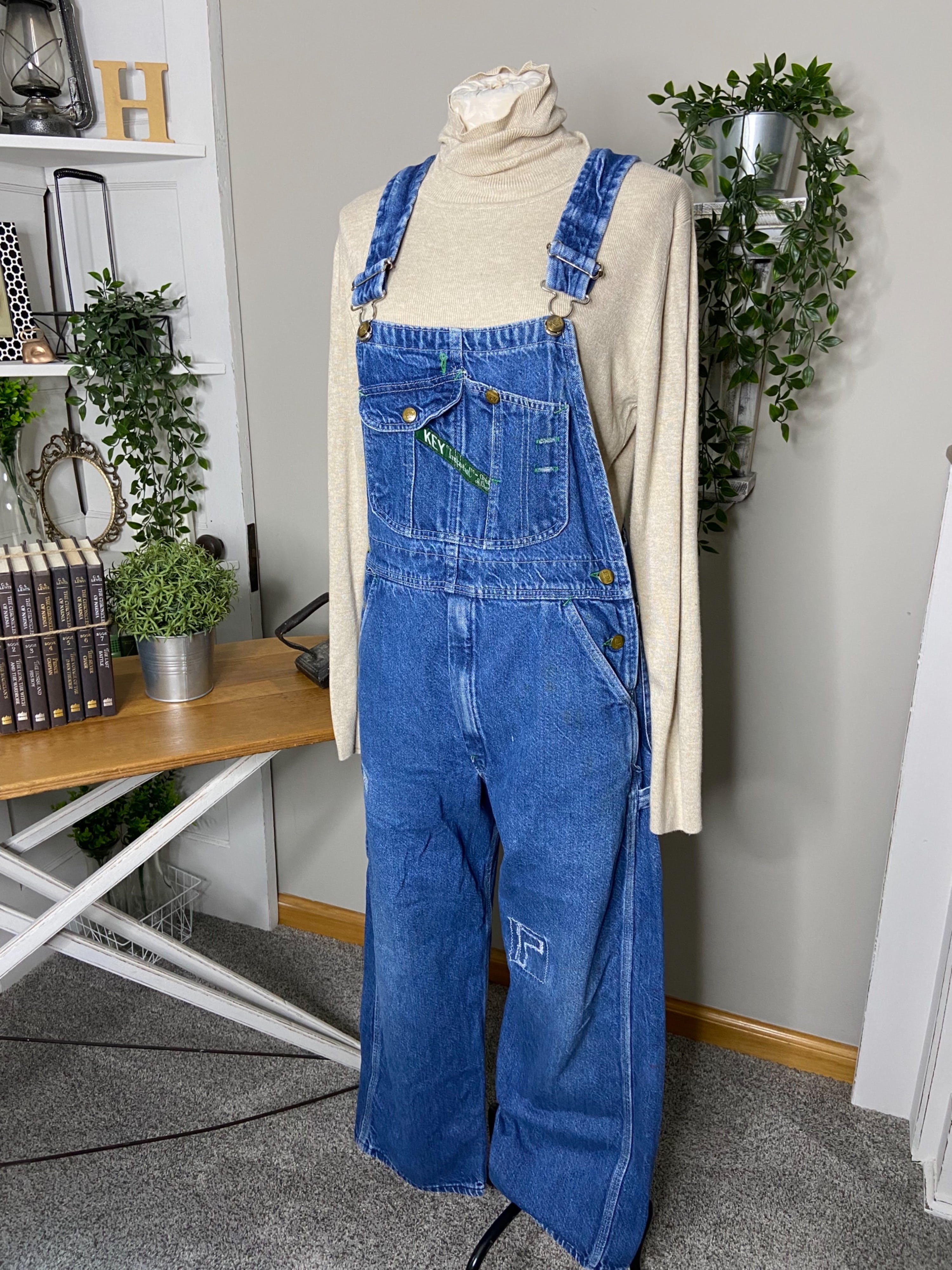 Vintage Denim Overalls with Patches by Key Imperial | Shop THRILLING