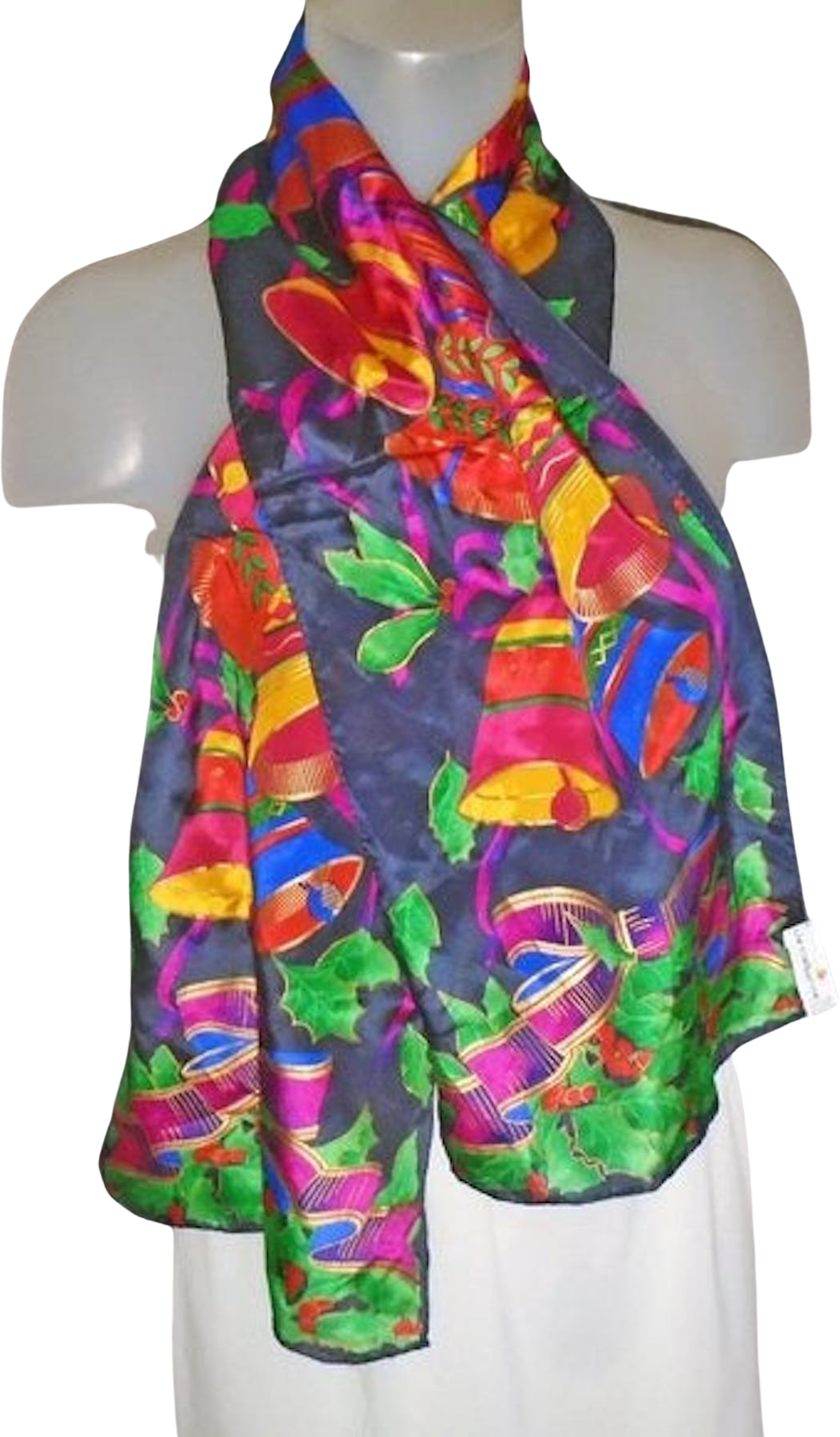 Vintage 70s/80s Christmas Silk Scarf Vibrant Multicolor With Gold By ...