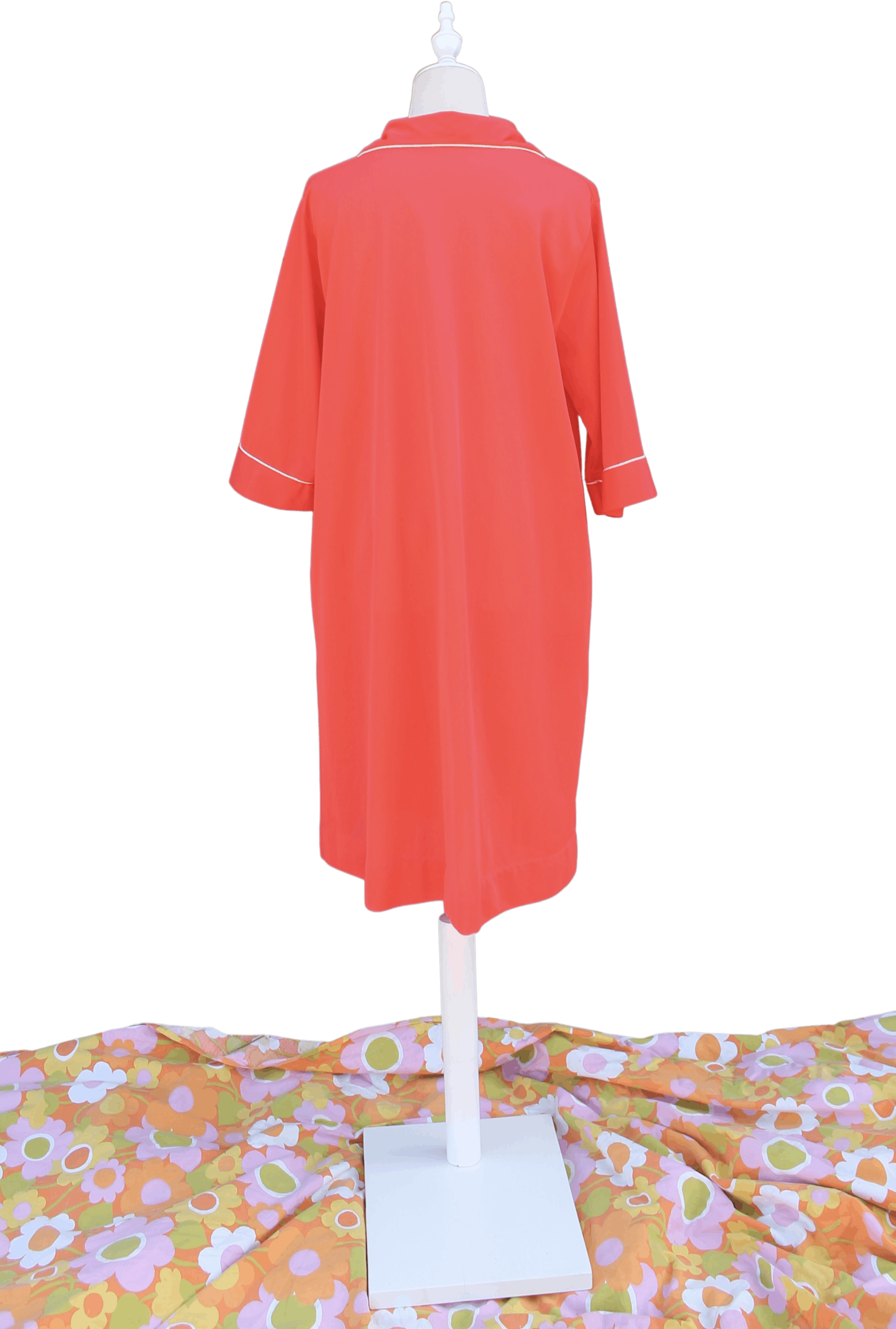 Vintage 60’s Bright Red and White Nylon Button Front Robe by Lolli ...