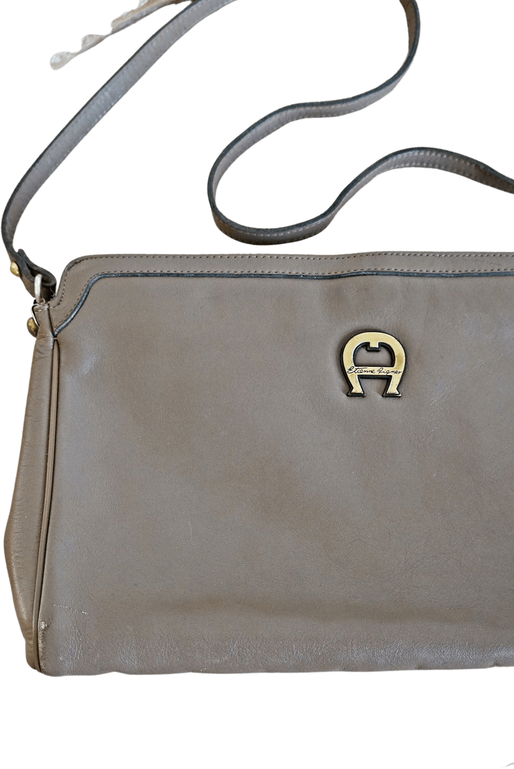 Vintage 80's Taupe Leather Logo Shoulder Bag by Etienne Aigner | Shop ...