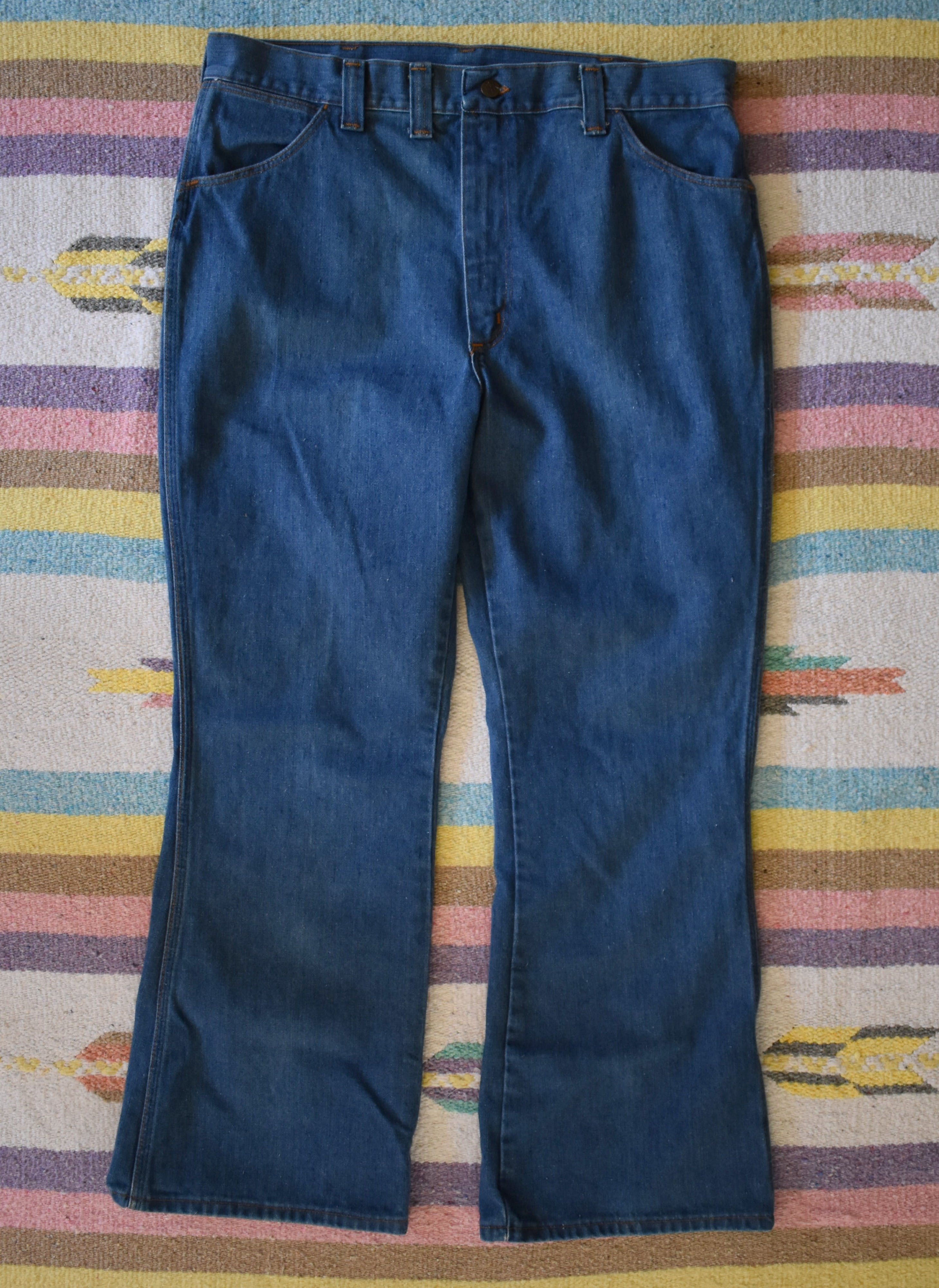 Vintage 70’s Indigo Blue Wide Leg Denim Jeans by Sedgefield | Shop ...