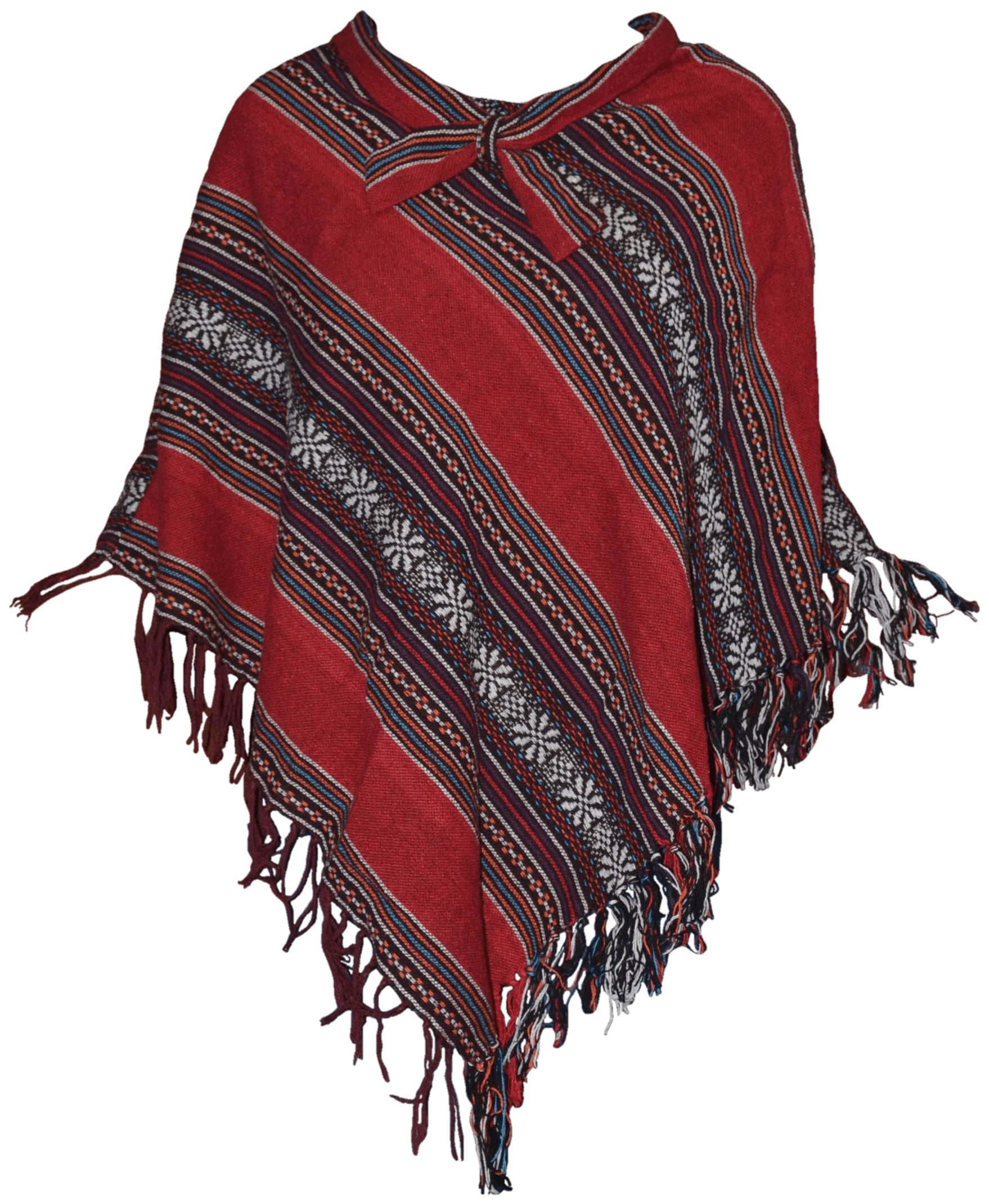 Vintage Lightweight Red Patterned Poncho | Shop THRILLING