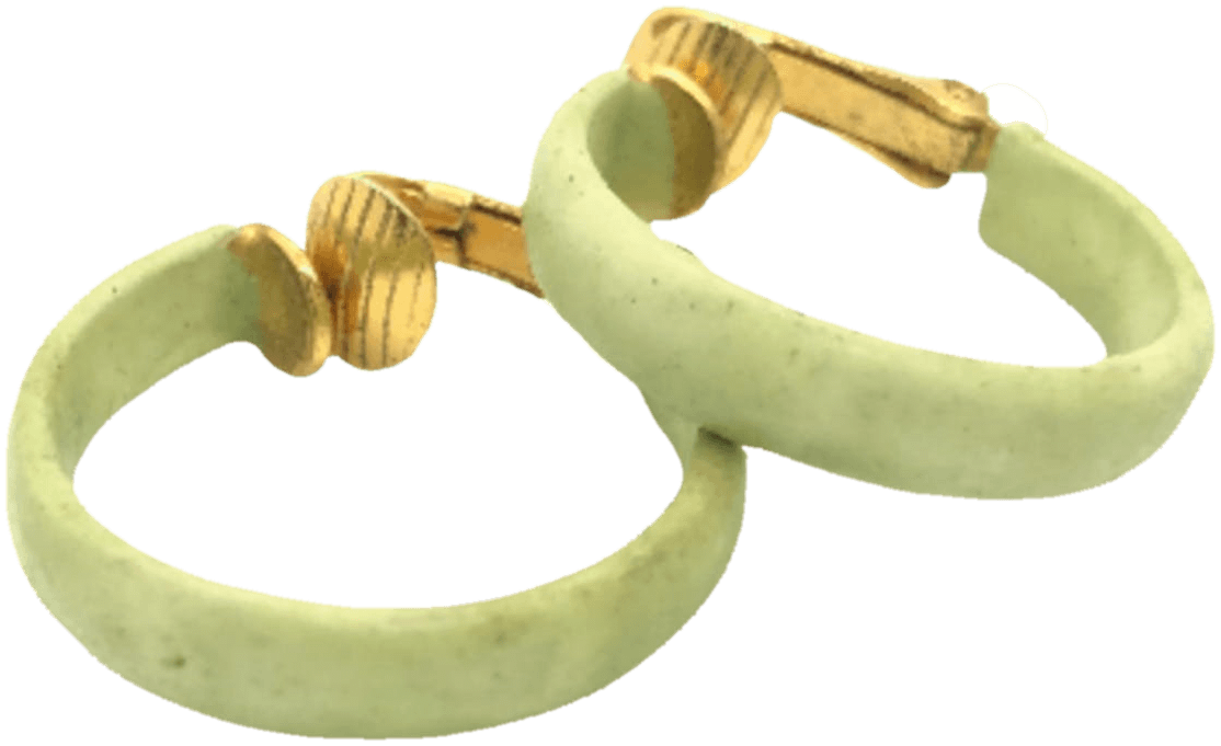 Vintage Green Coated Clip On Hoops | Shop THRILLING